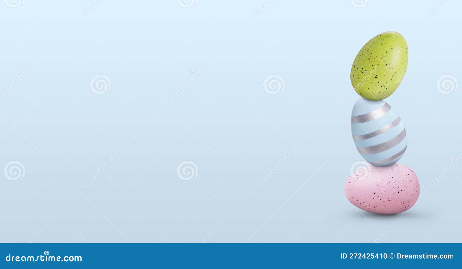 Stack of Easter Eggs on Pale Light Blue Background, Space for Text ...