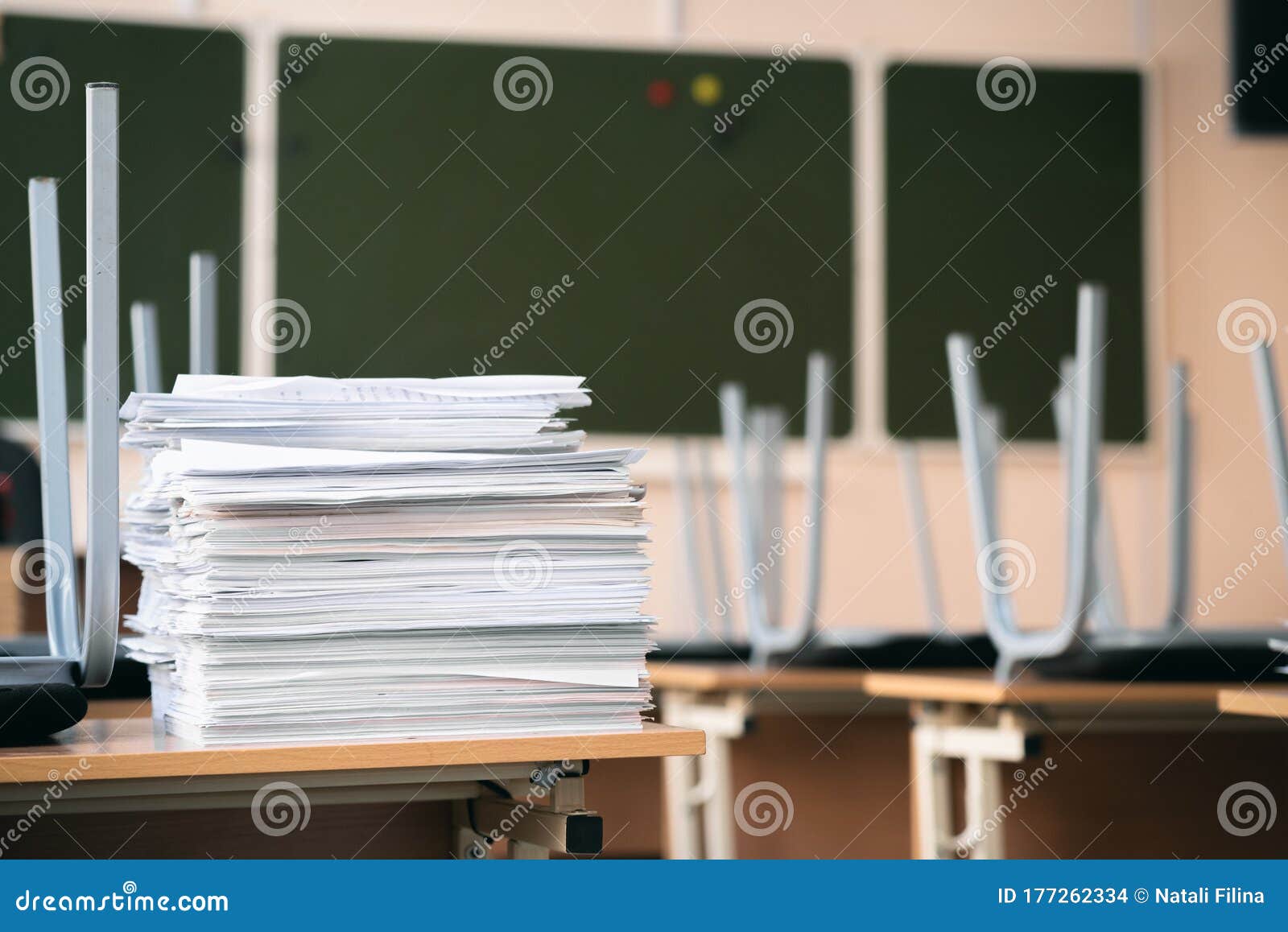 Stack of Educational Materials Stock Photo - Image of class, indoor ...