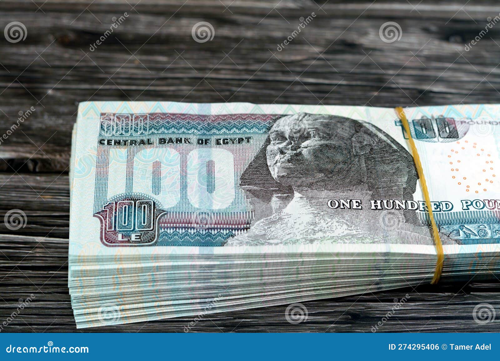 Stack of Egyptian Currency of 100 EGP LE One Hundred Egyptian Pound ...