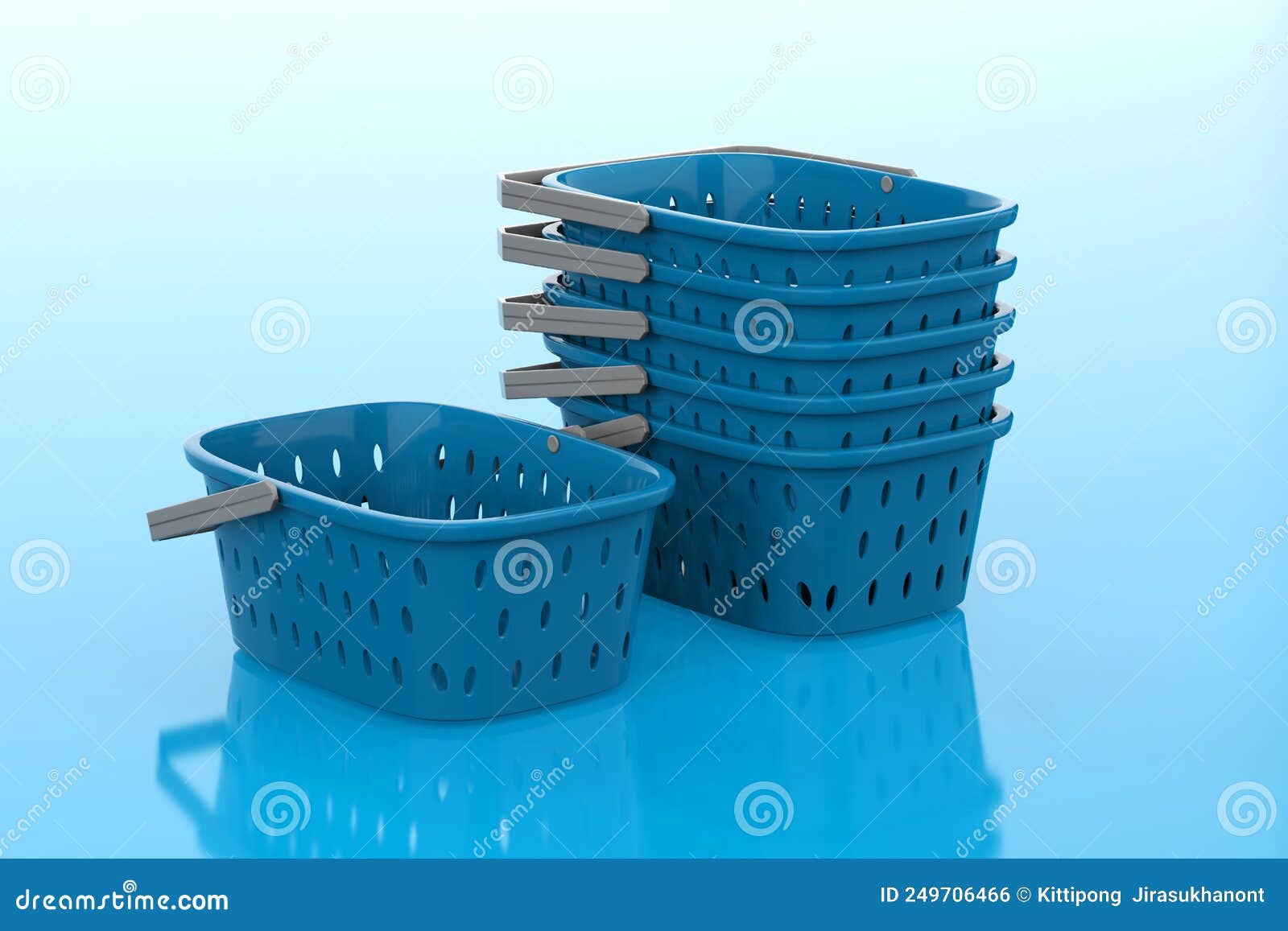 Stack of Empty Blue Baskets on Blue Background Stock Illustration ...