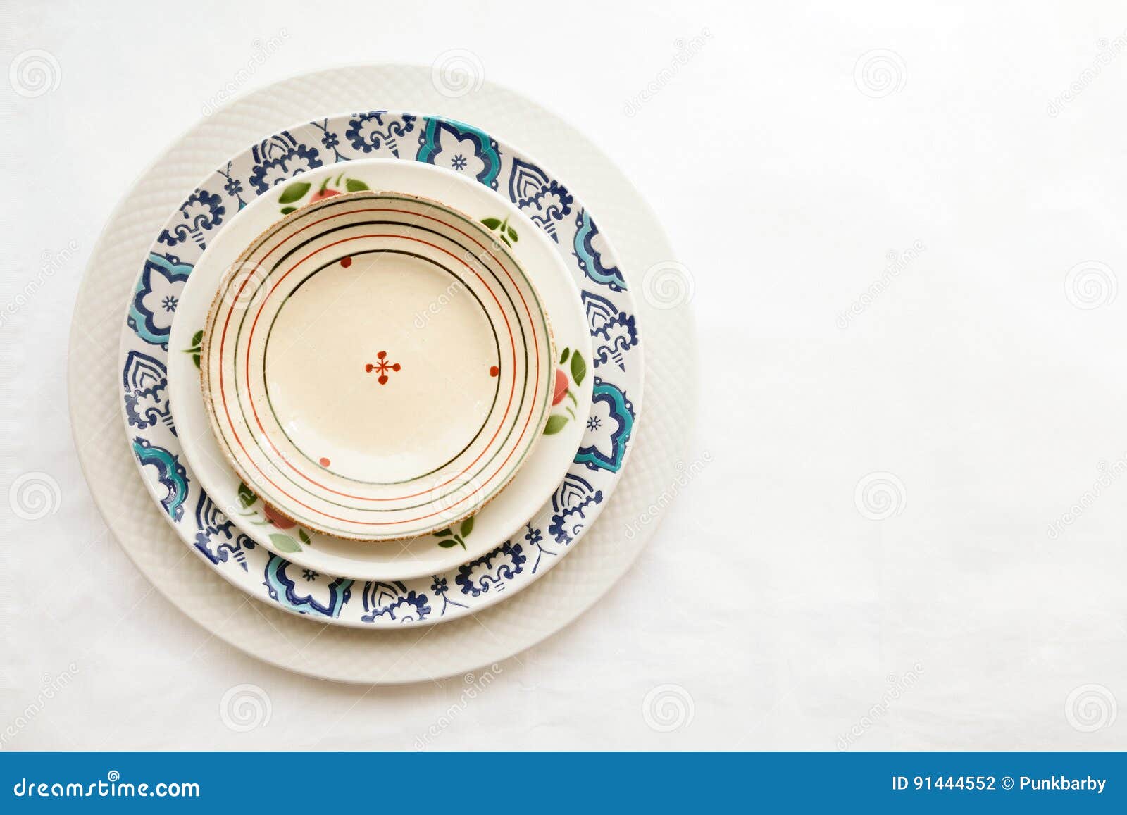 Stack of Empty Ceramic Plates Isolated on White Stock Photo - Image of ...