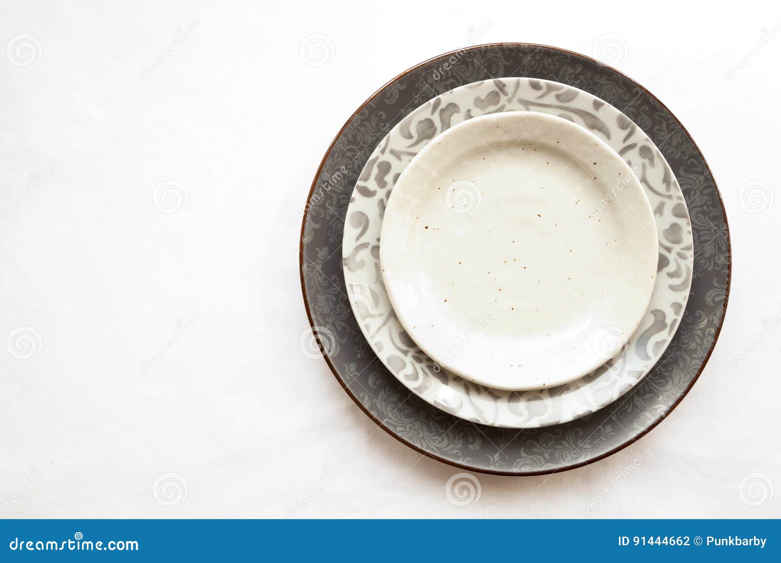 Stack of Empty Ceramic Plates Isolated on White Background with Stock ...