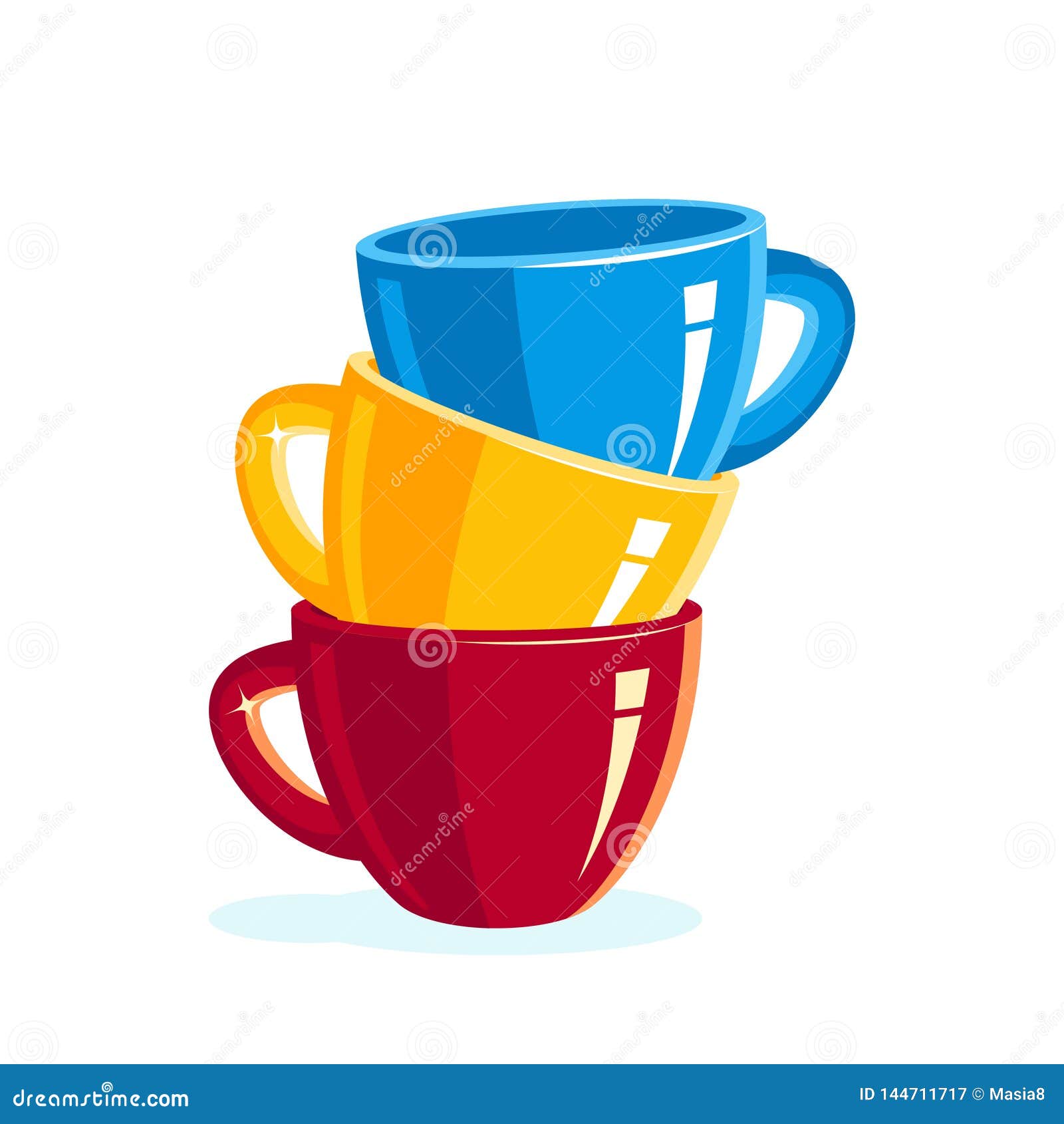 Stack of Empty Colored Cups, Vector Icons Stock Vector - Illustration ...