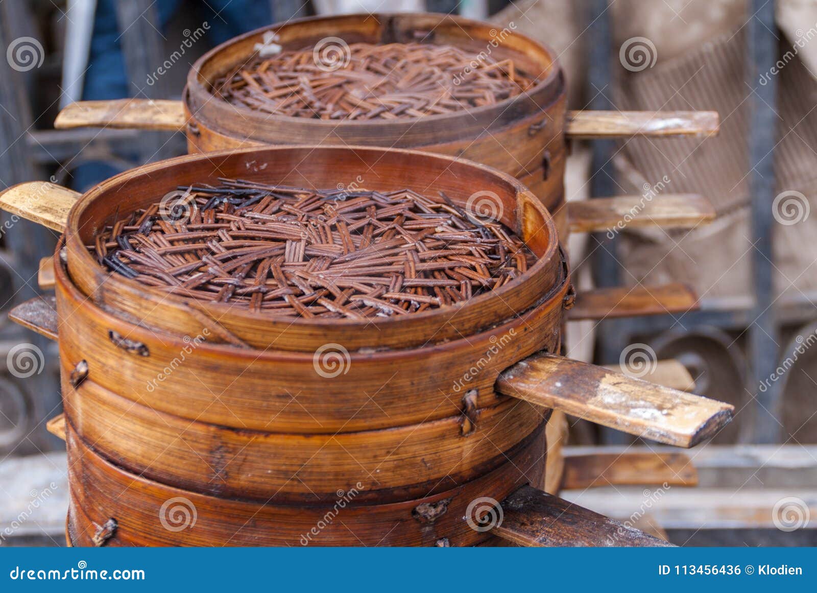 Stack of Empty Dumpling Sieves, Beijing. Stock Photo - Image of asia ...
