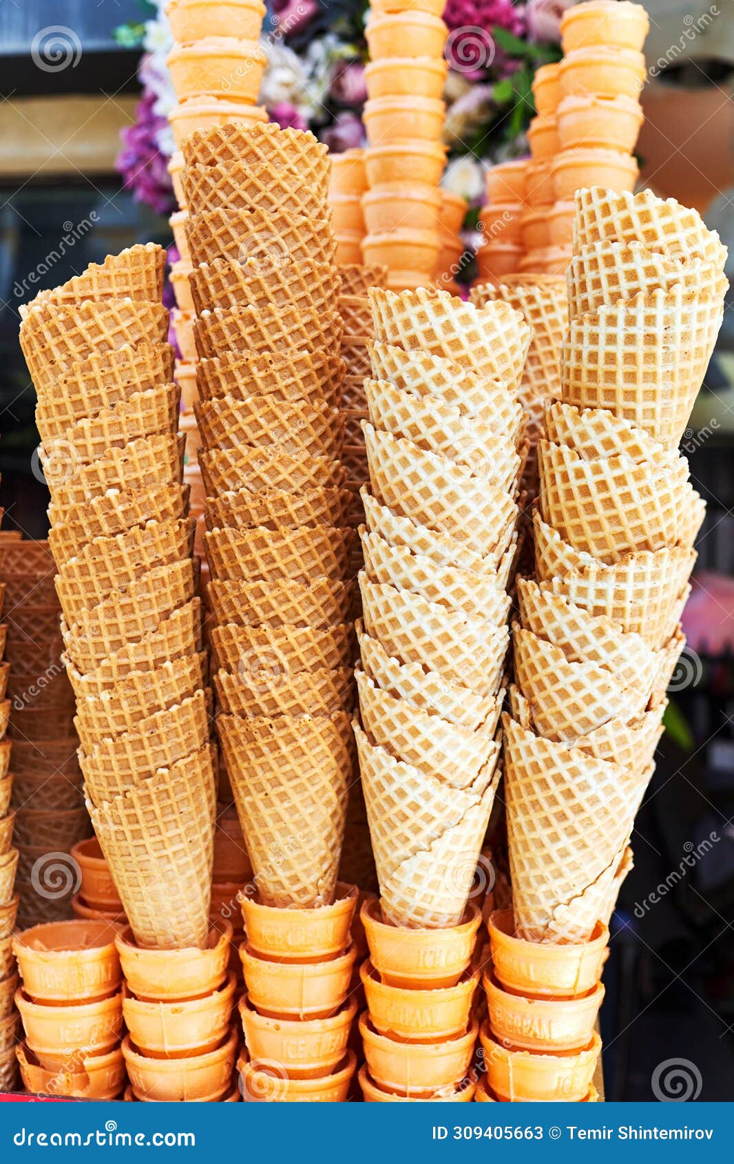 Stack of Empty Ice Cream Waffle Cups Stock Image - Image of stack, icecream: 309405663