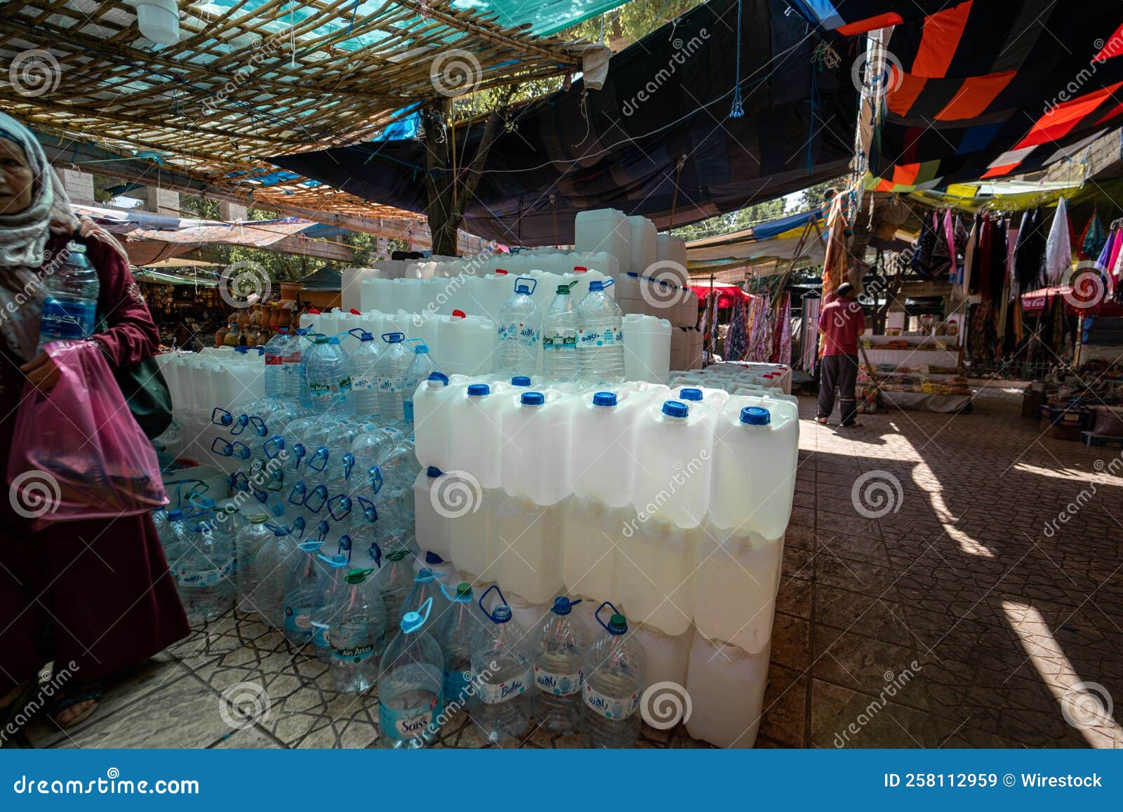 Stack of Empty Plastic Water Containers in Sidi Harazem Editorial Stock ...