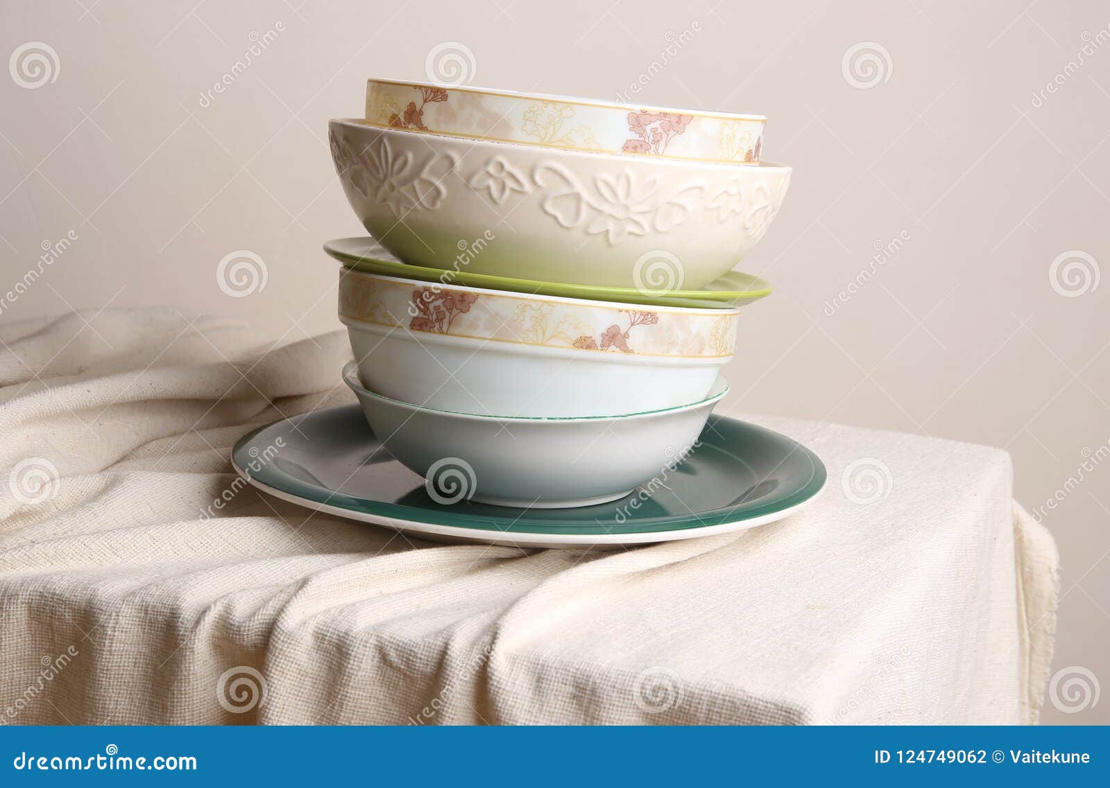 Stack of Empty Plates on Table. Stock Photo - Image of stack, concept ...