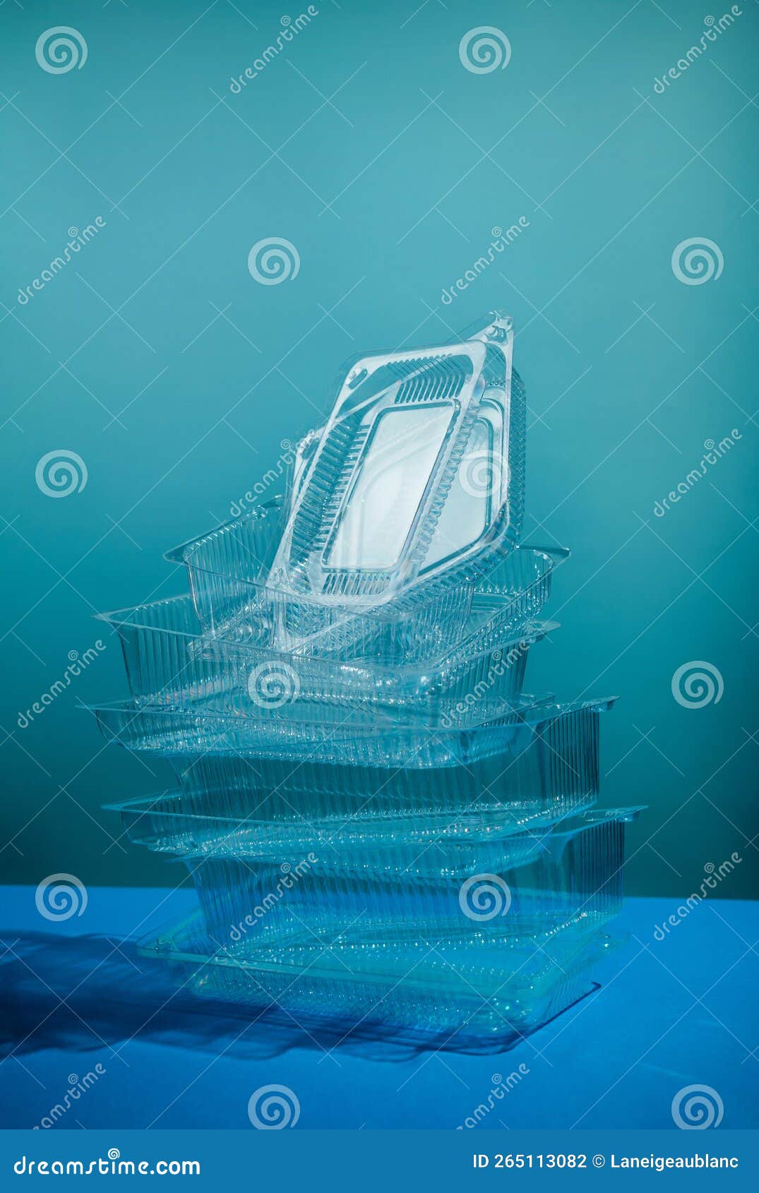 Stack of Empty Polystyrene Plastic Containters on Blue Stock Photo ...