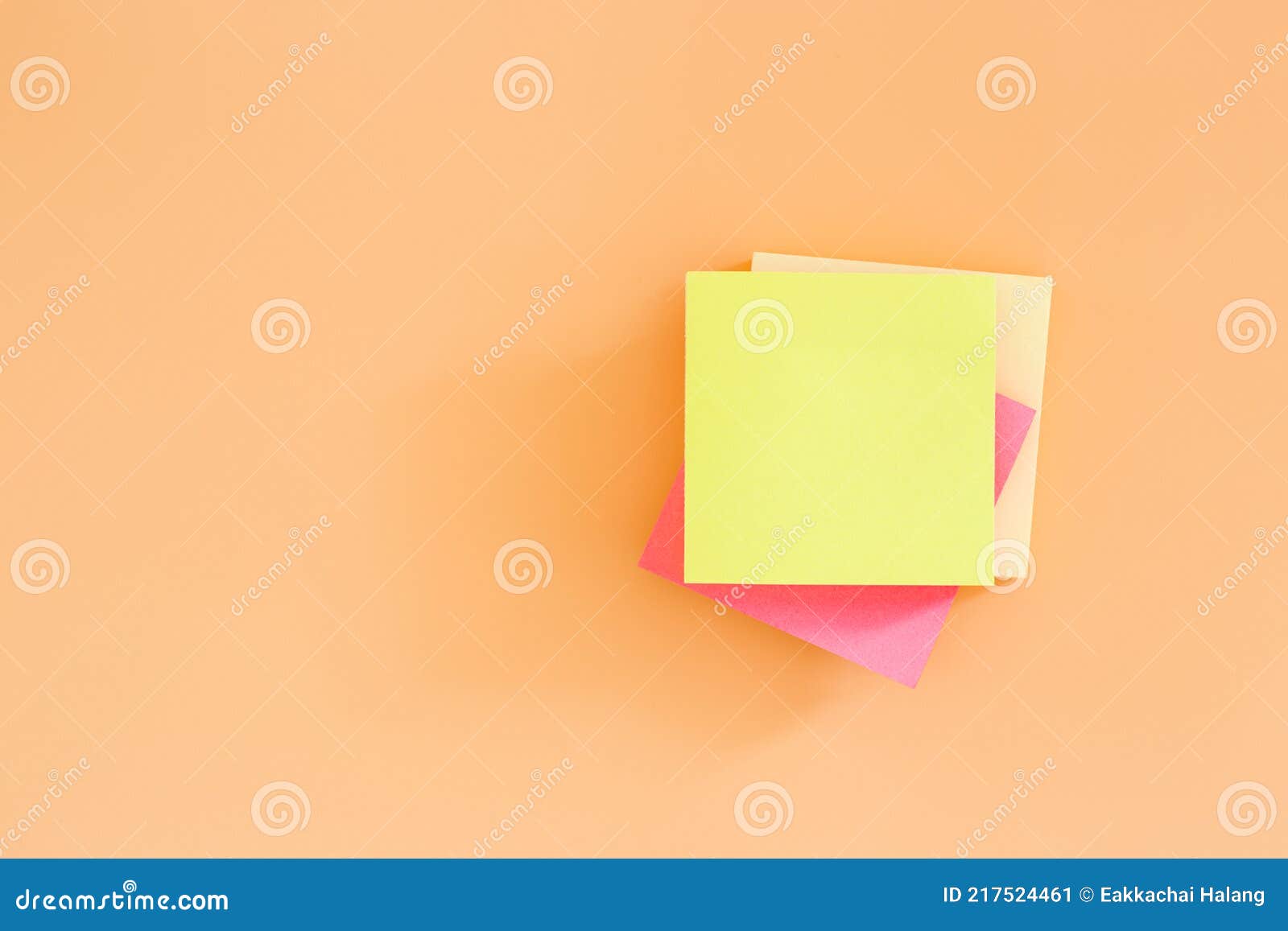 Stack Empty Sticky Post Note Paper Sheet on Orange Background. Stock ...