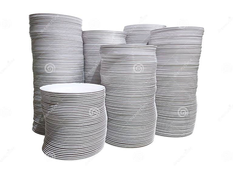 Stack of Empty White Plates Isolated on White Background. Stock Image ...