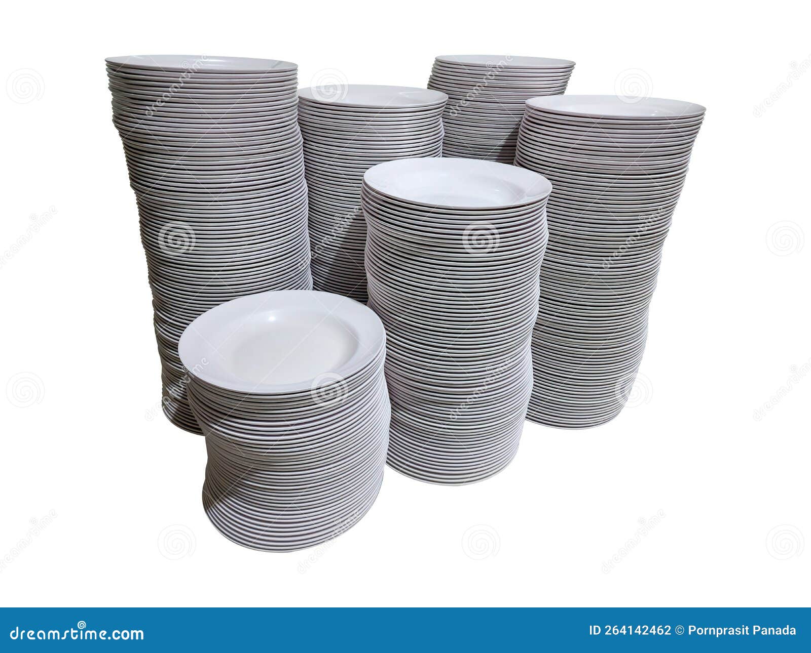Stack of Empty White Plates Isolated on White Background. Stock Photo ...