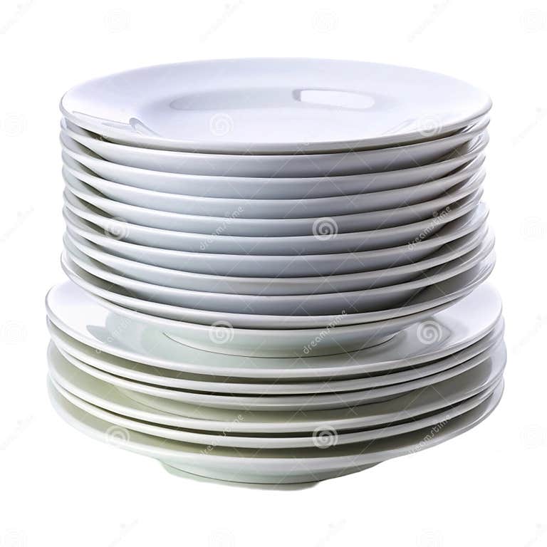 Stack of Empty White Plates Isolated on White Background Stock ...