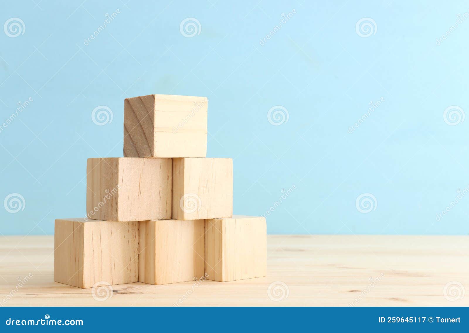 Stack of Empty Wooden Cubes on Table Forming Ladder Stock Image - Image ...