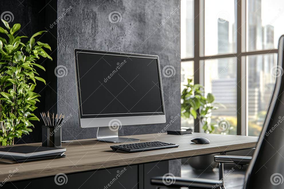 Stack of Empty Wooden Workstations on Blurred Background of CEO S Room Stock Photo - Image of ...