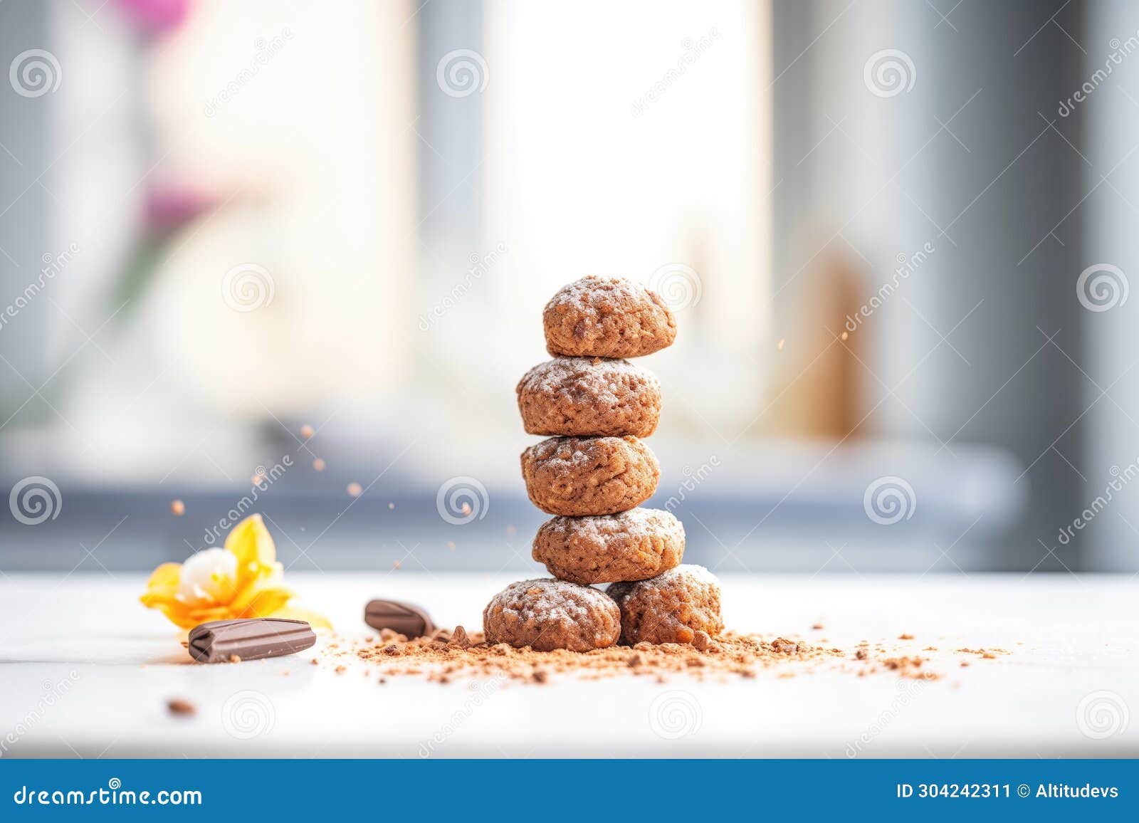 Stack of Energy Balls with Cacao Powder Dusting Stock Image - Image of ...