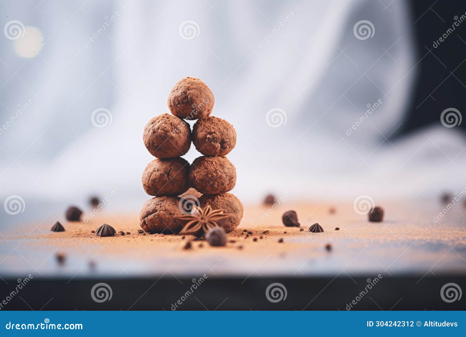 Stack of Energy Balls with Cacao Powder Dusting Stock Photo - Image of ...