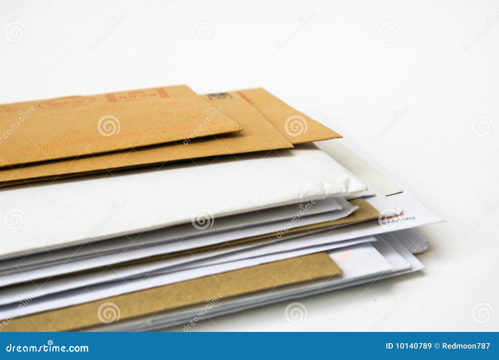 Stack of Envelopes with Copy Space on a White Background Stock Image ...