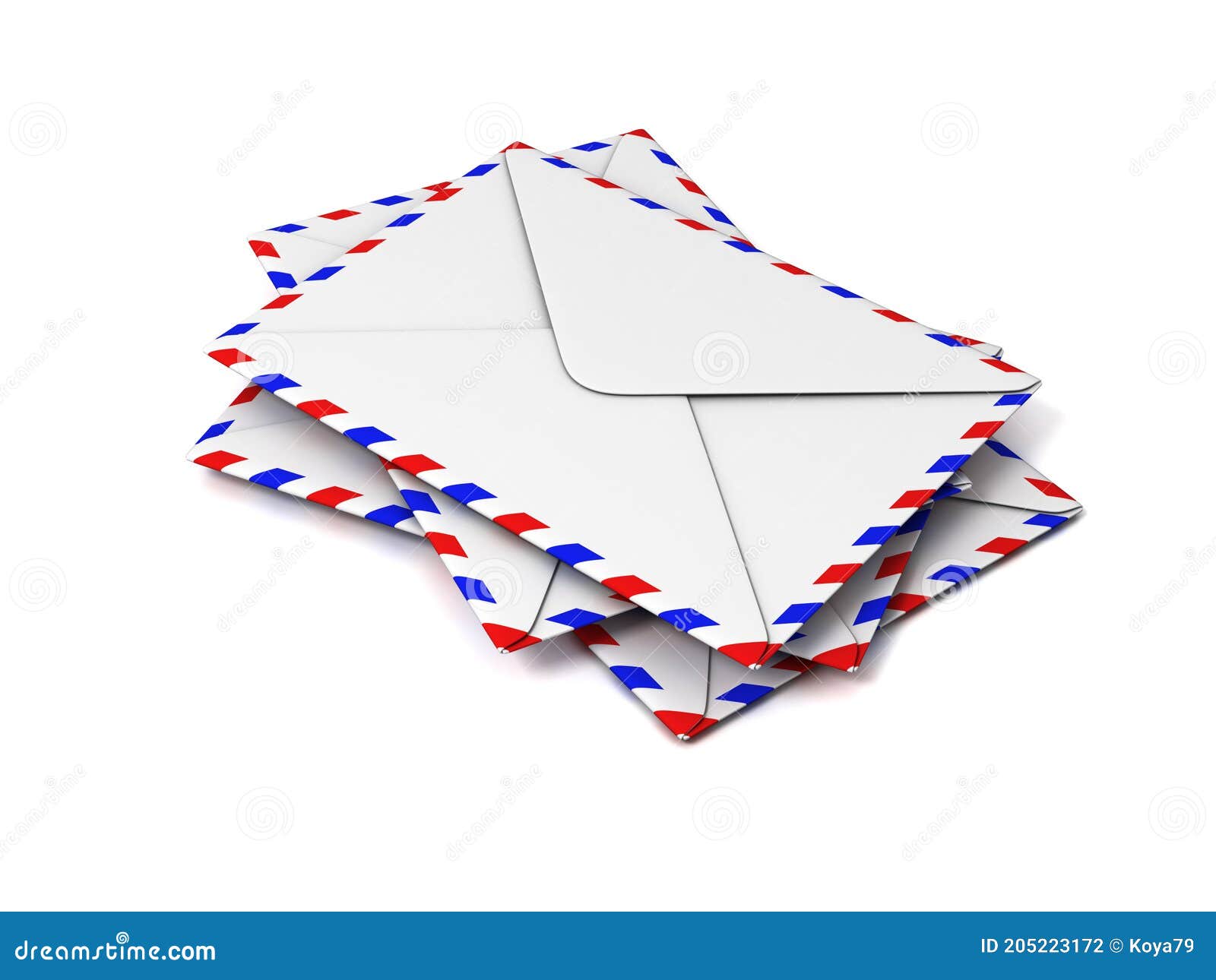 Stack of Envelopes Isolated on White Background Stock Illustration ...