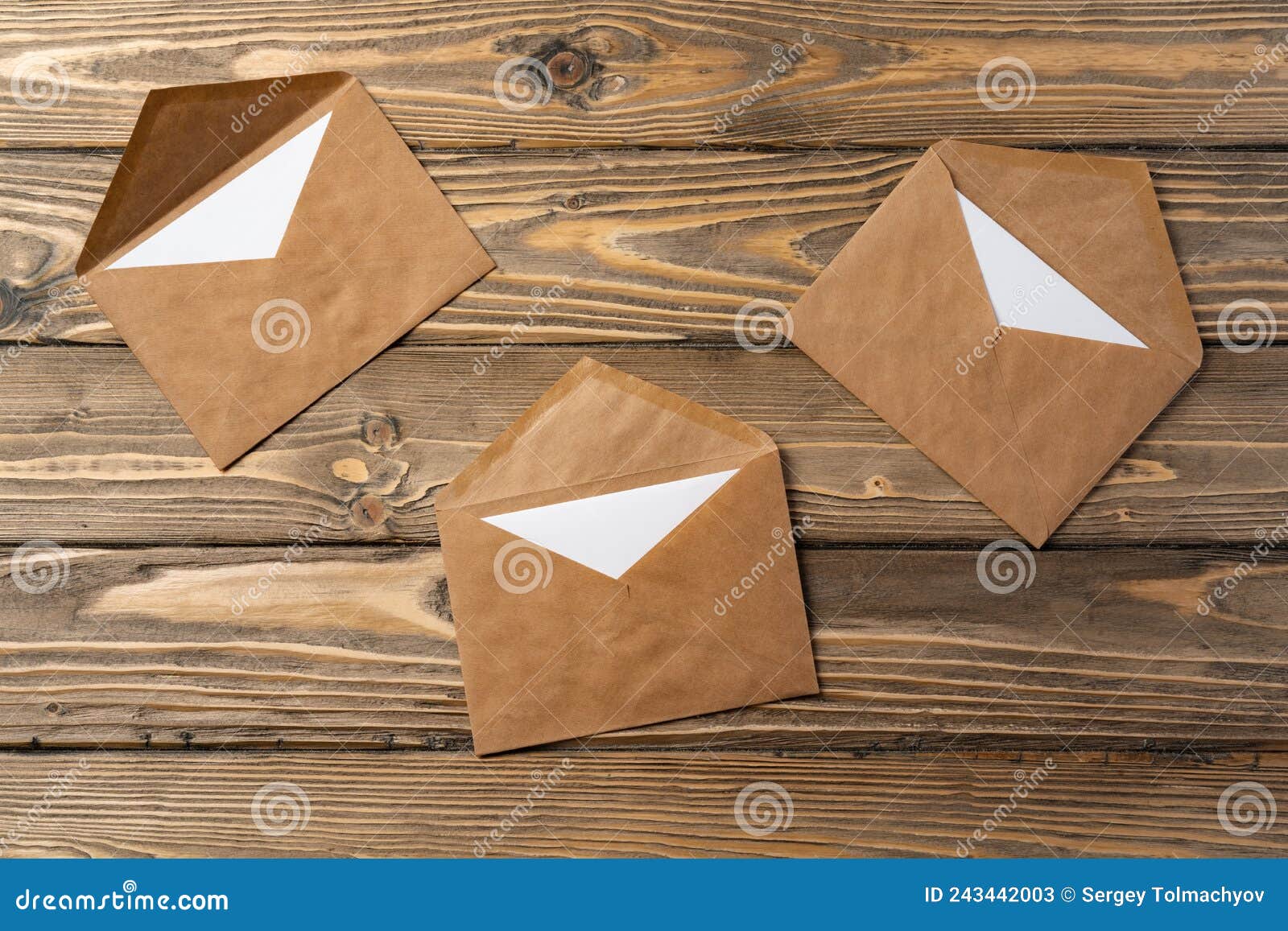 Stack of Envelopes on Working Desk Top View. Business Mail Stock Image ...