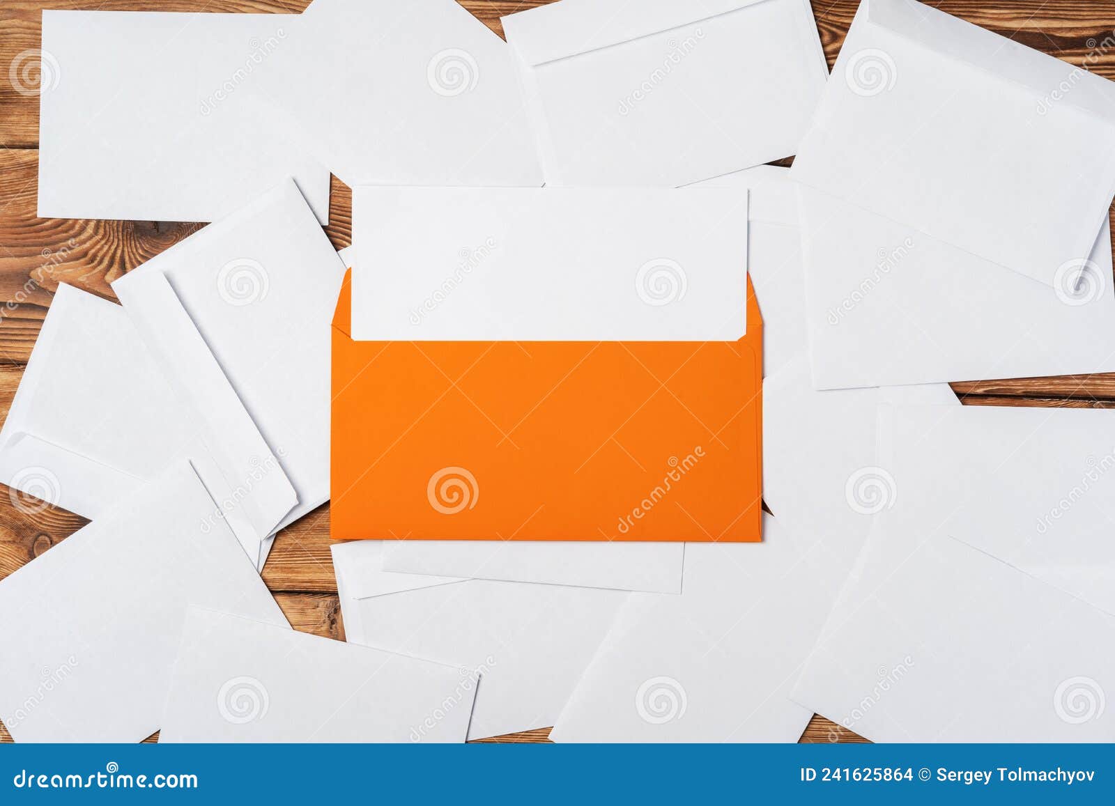 Stack of Envelopes on Working Desk Top View. Business Mail Stock Photo ...