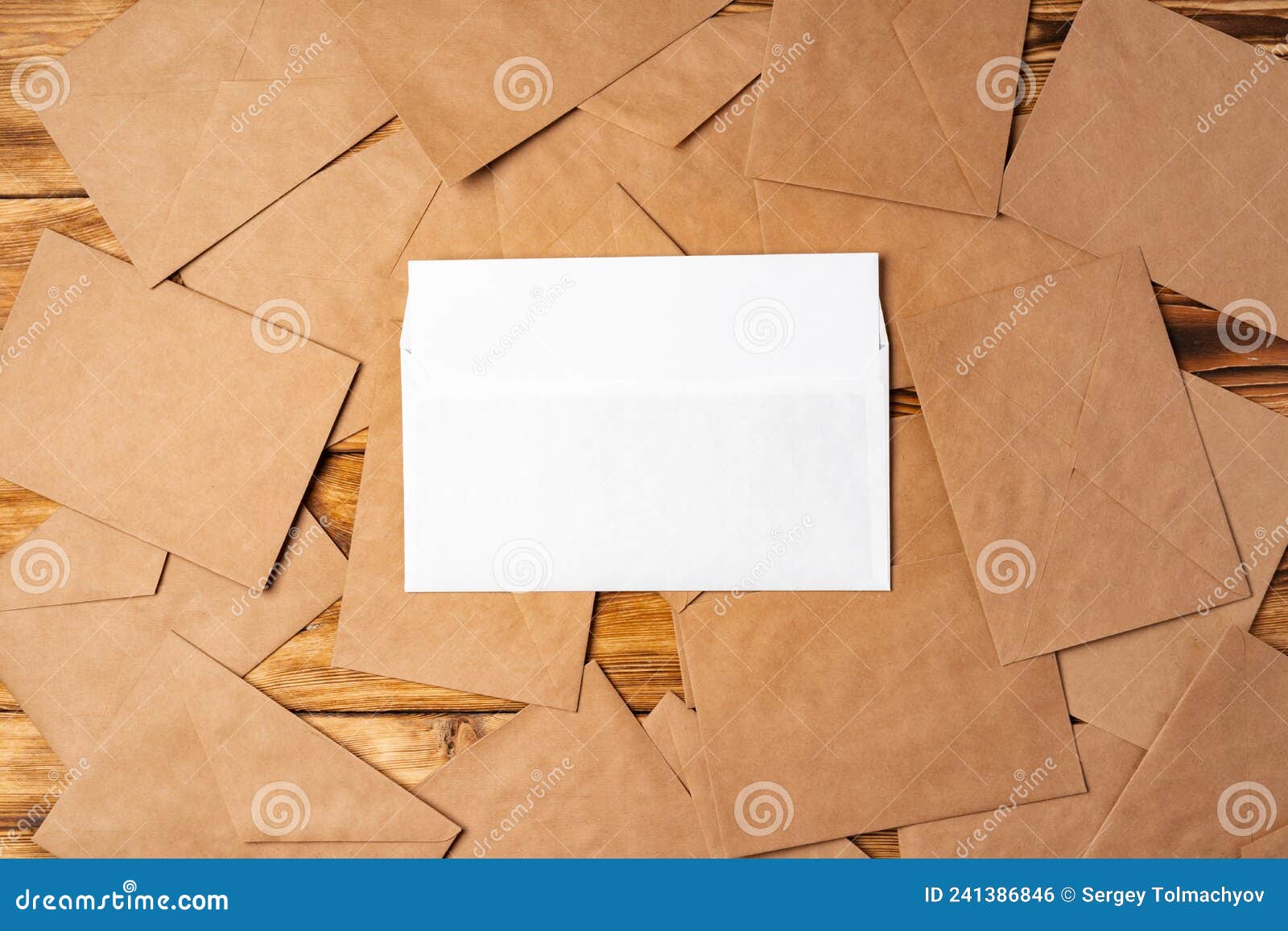 Stack of Envelopes on Working Desk Top View. Business Mail Stock Photo ...
