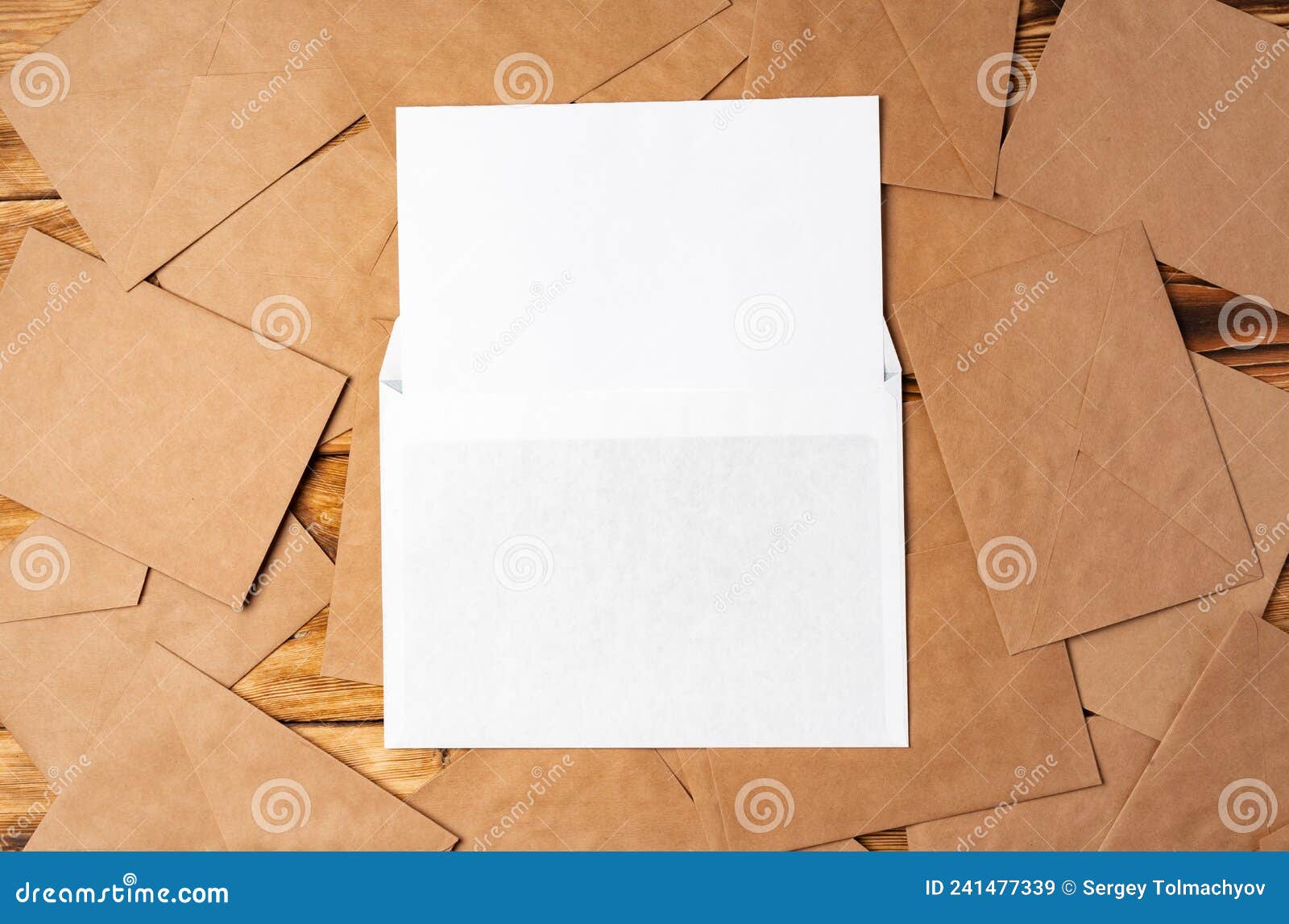 Stack of Envelopes on Working Desk Top View. Business Mail Stock Image ...