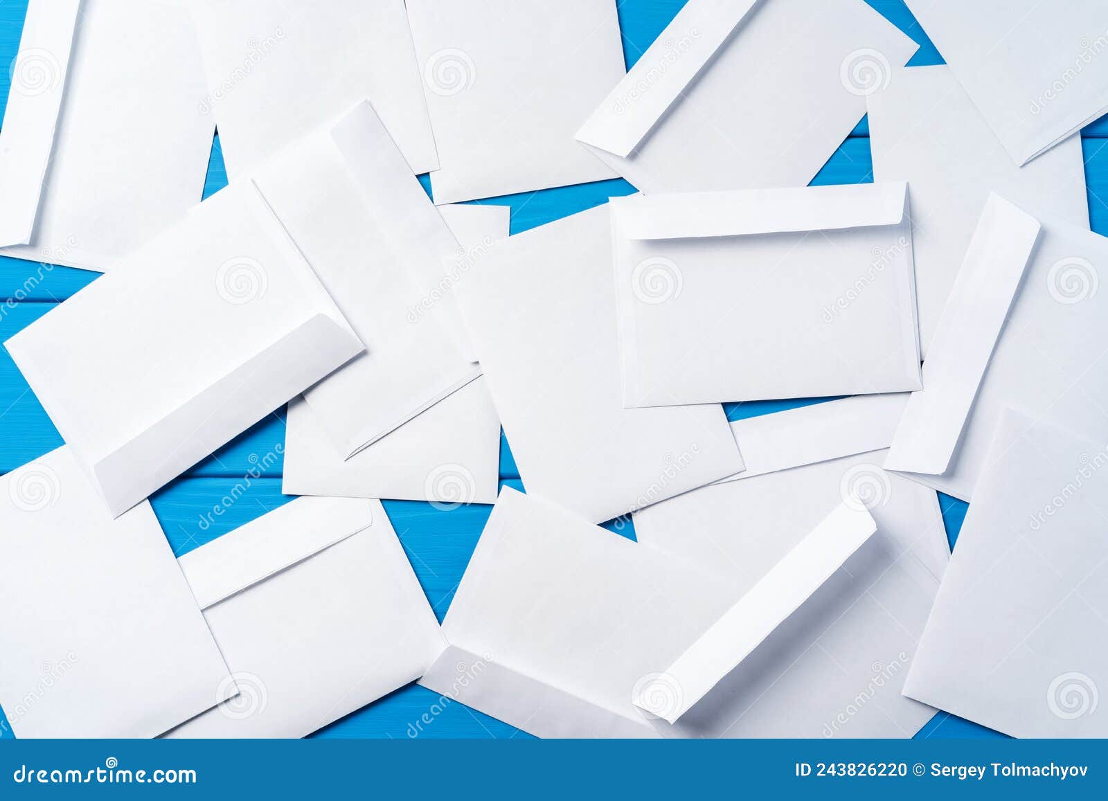Stack of Envelopes on Working Desk Top View. Business Mail Stock Photo ...