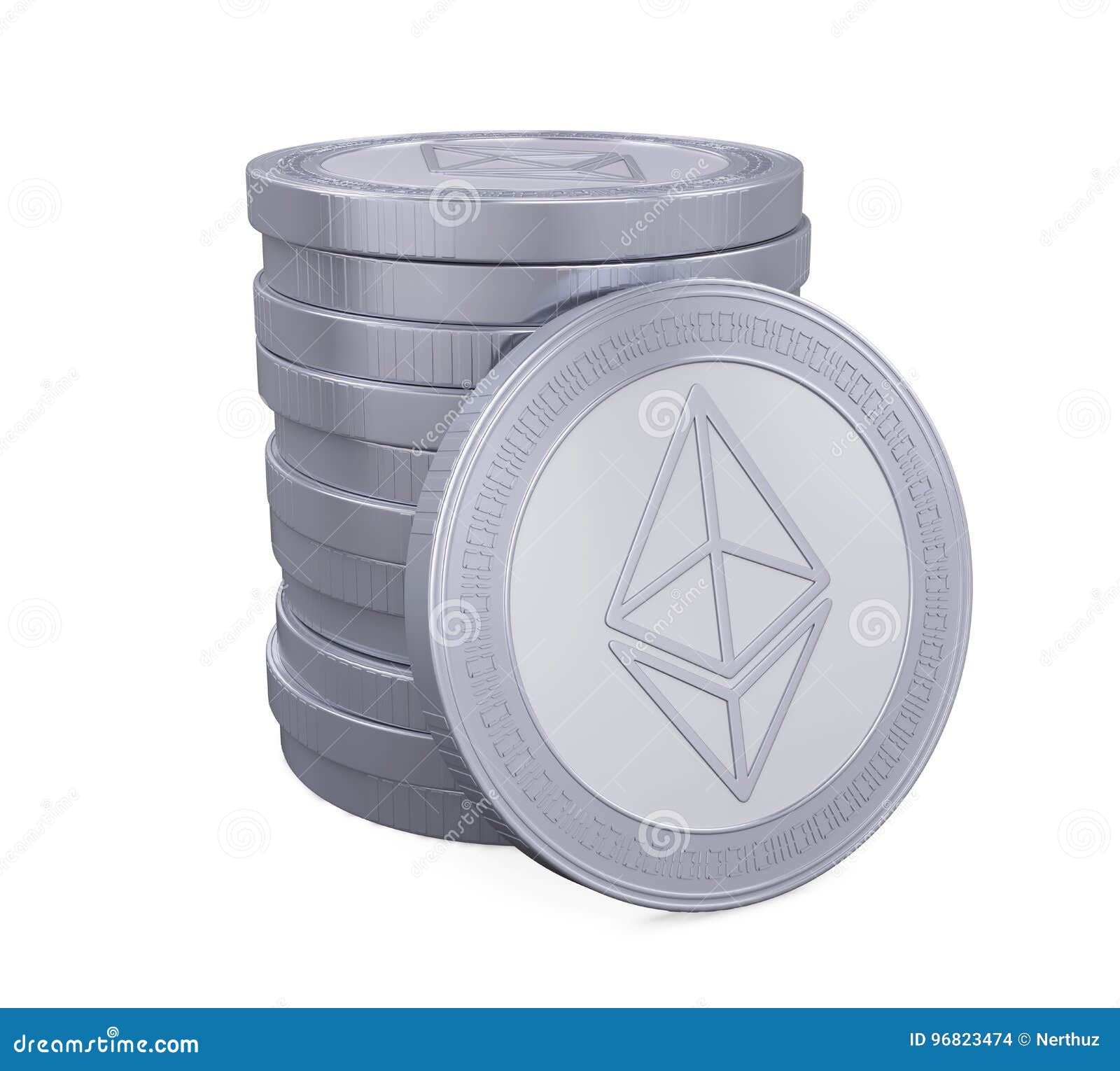 Stack of Ethereum Coins Isolated Editorial Stock Image - Illustration ...