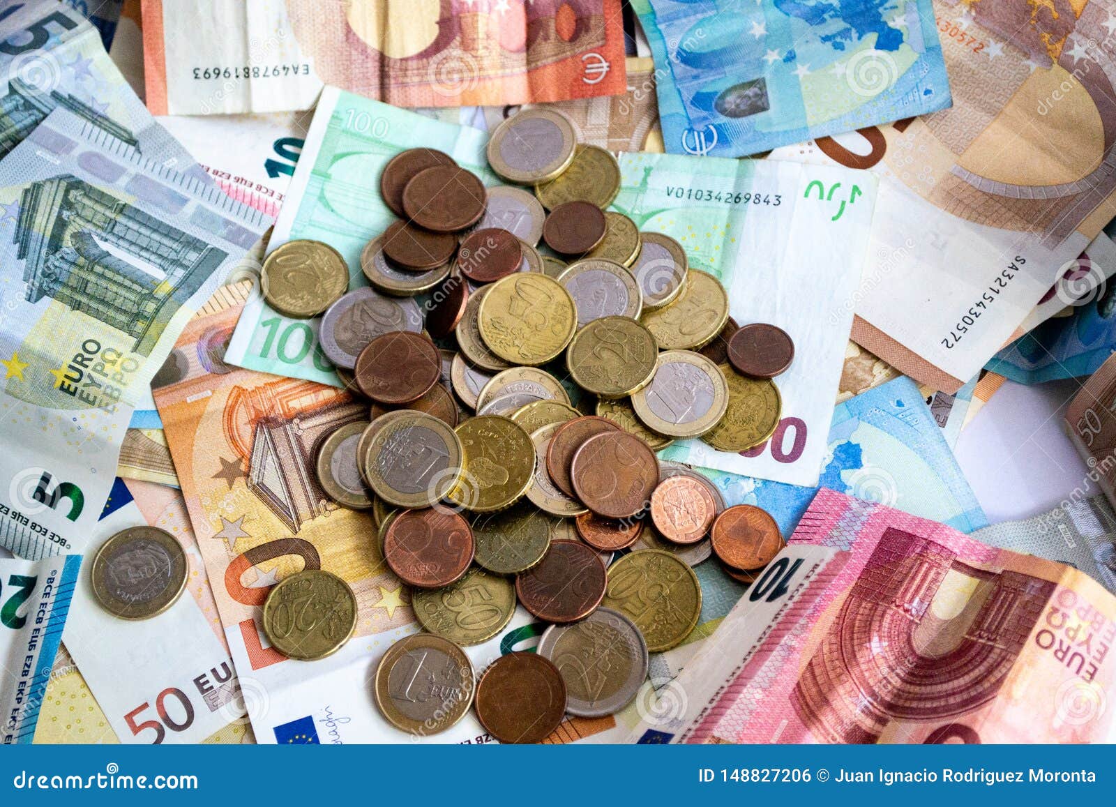 Stack of Euro Banknotes and Coins Stock Photo - Image of coin, growth ...