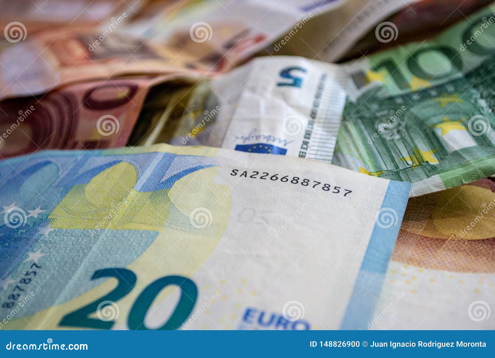 Stack of euro banknotes stock photo. Image of change - 148826900