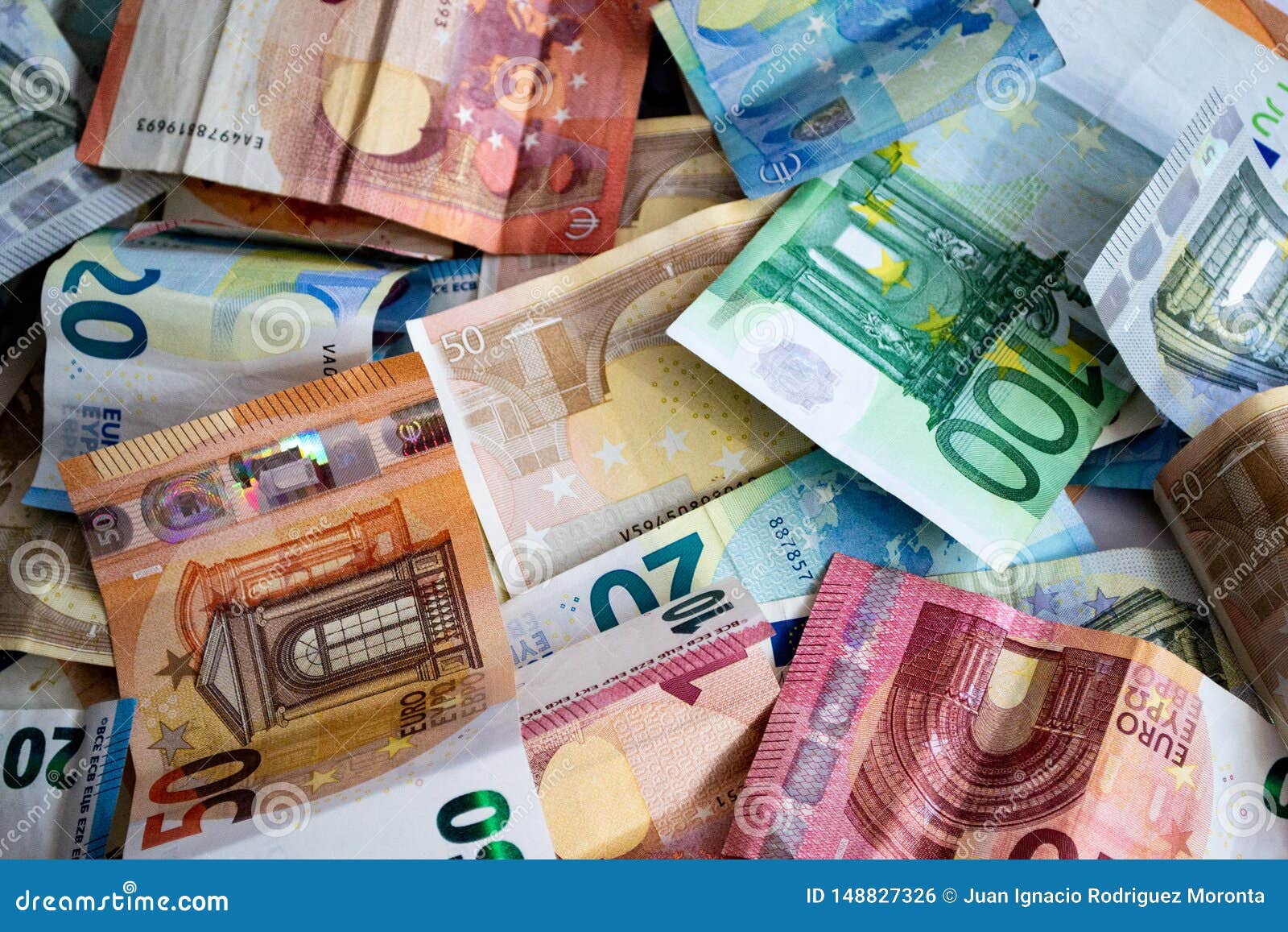 Stack of euro banknotes stock photo. Image of bill, coin - 148827326