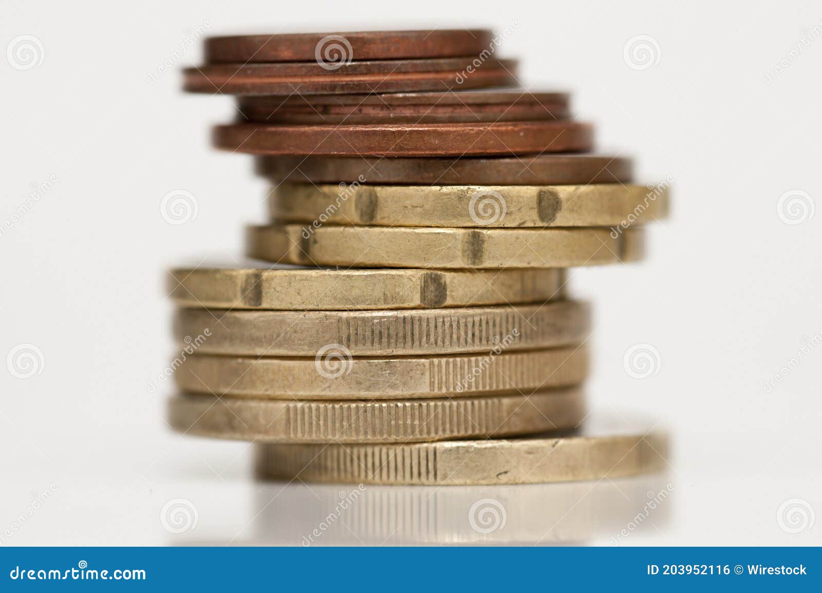 Stack of Euro and Euro Cent Coins, the Concept of Savings Stock Photo ...