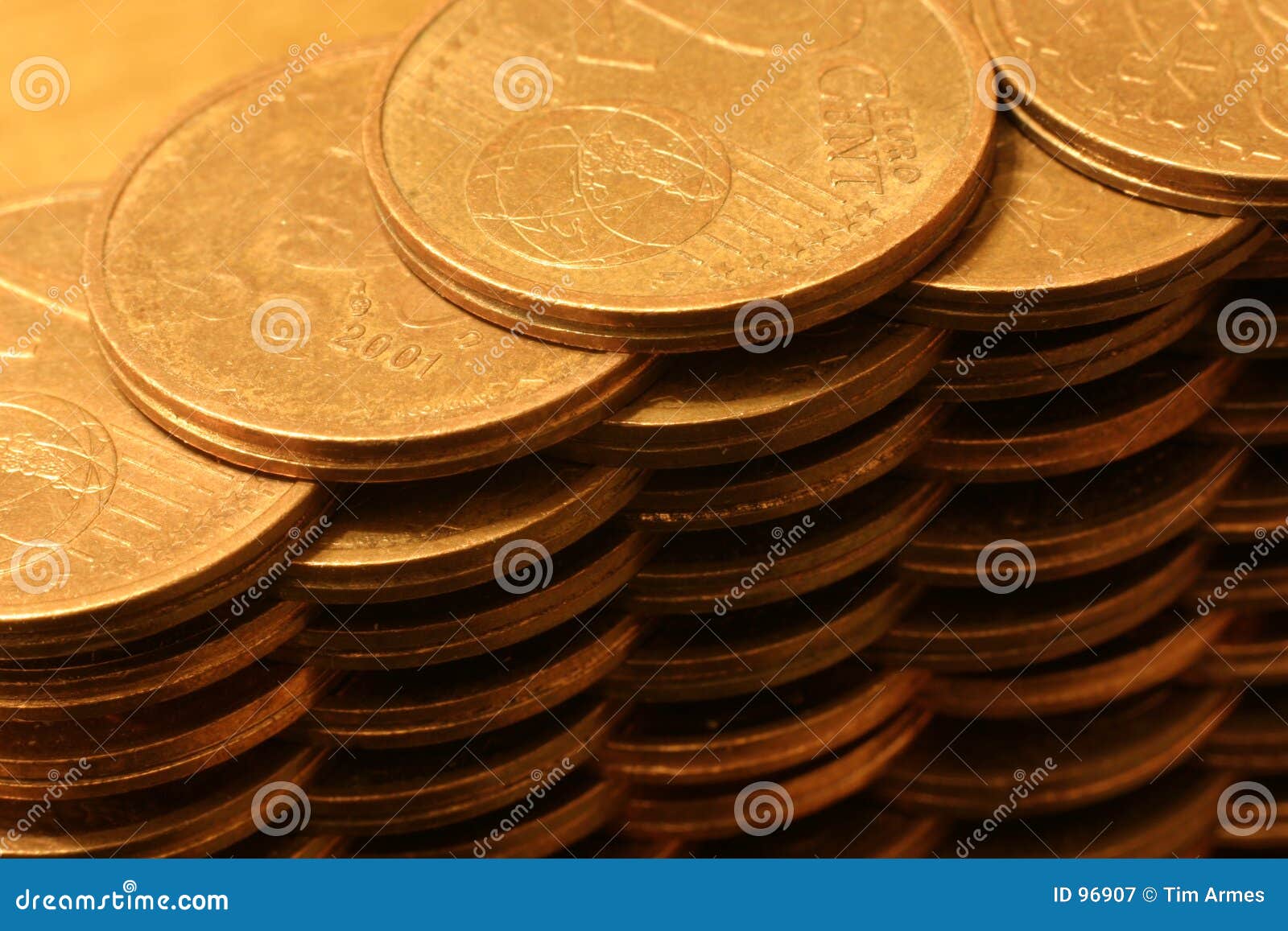 Stack of euro cents stock image. Image of euros, cash, money - 96907
