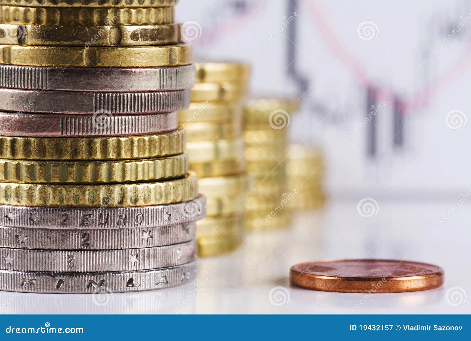 Stack of euro coins. stock image. Image of banking, coin - 19432157