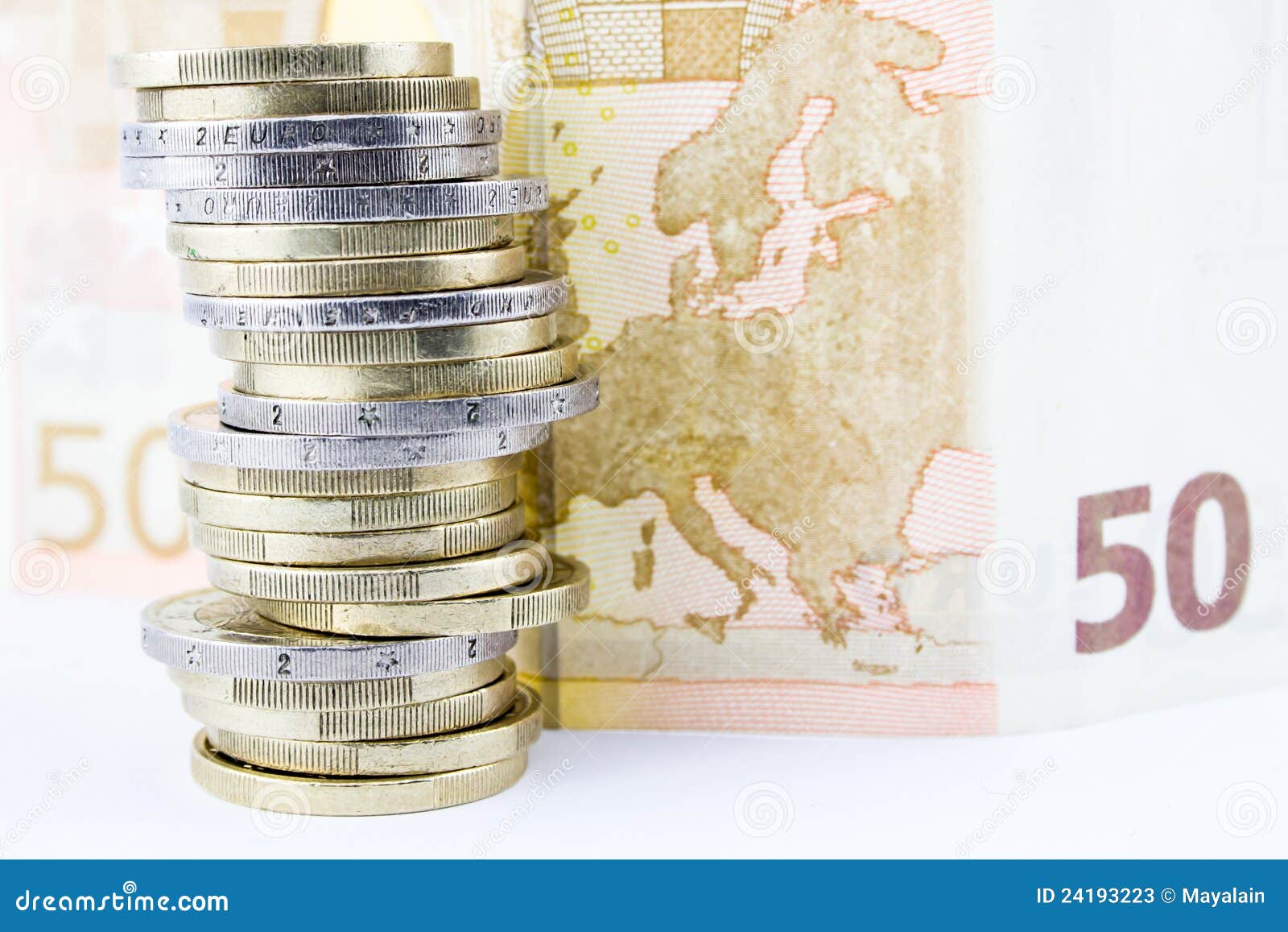 Stack of Euro Coins and Banknote Stock Image - Image of bank, invest ...