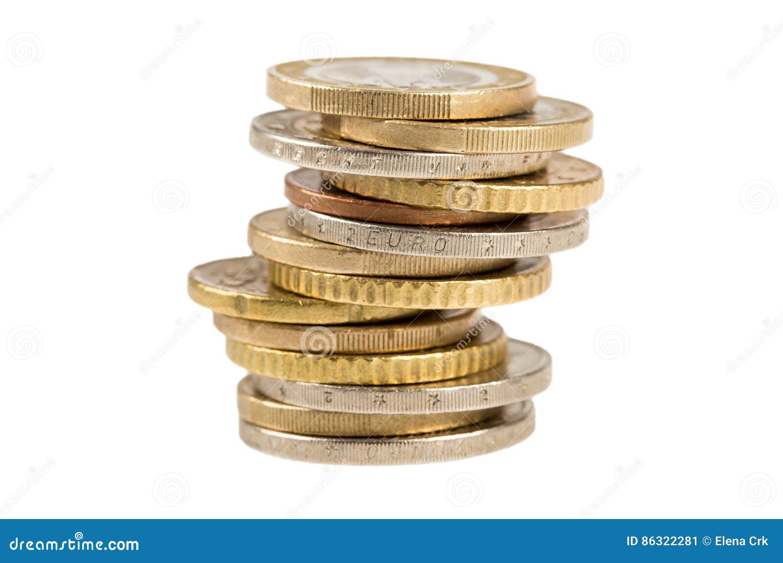 Stack of euro coins stock image. Image of isolated, savings - 86322281