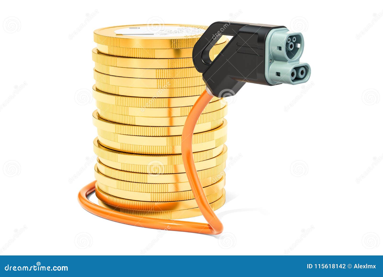 Stack of Euro Coins with Electric Car Charging Plug, 3D Rendering Stock ... Stack of Euro Coins with Electric Car Charging Plug, 3D Rendering Stock ...