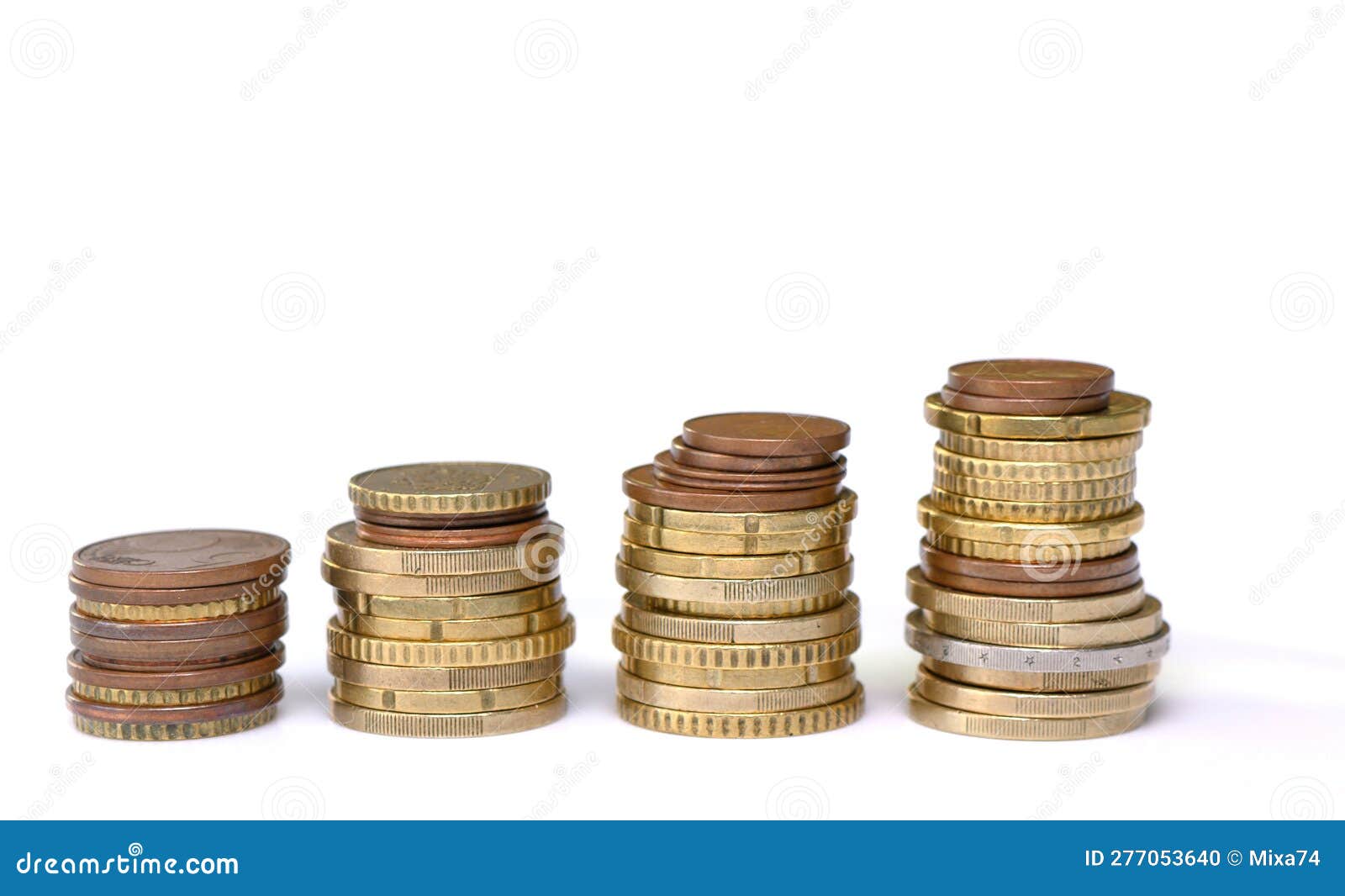 Stack of Euro Coins on White Background 2 Stock Photo - Image of award ...