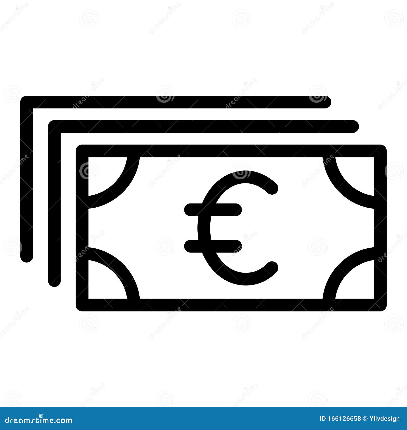 Stack of Euro Icon, Outline Style Stock Vector - Illustration of money ...