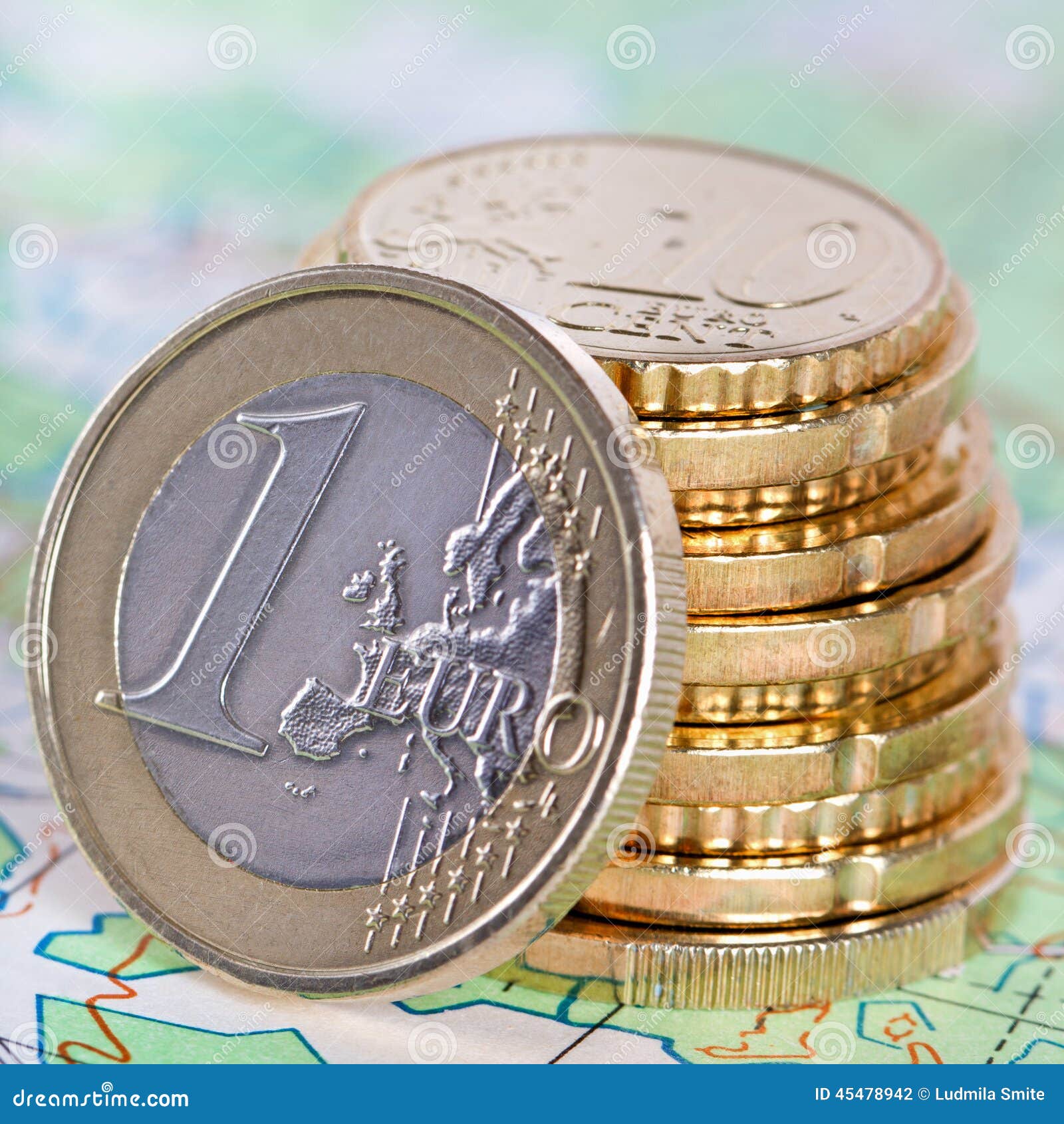 Stack of euro money. stock photo. Image of europe, coin - 45478942
