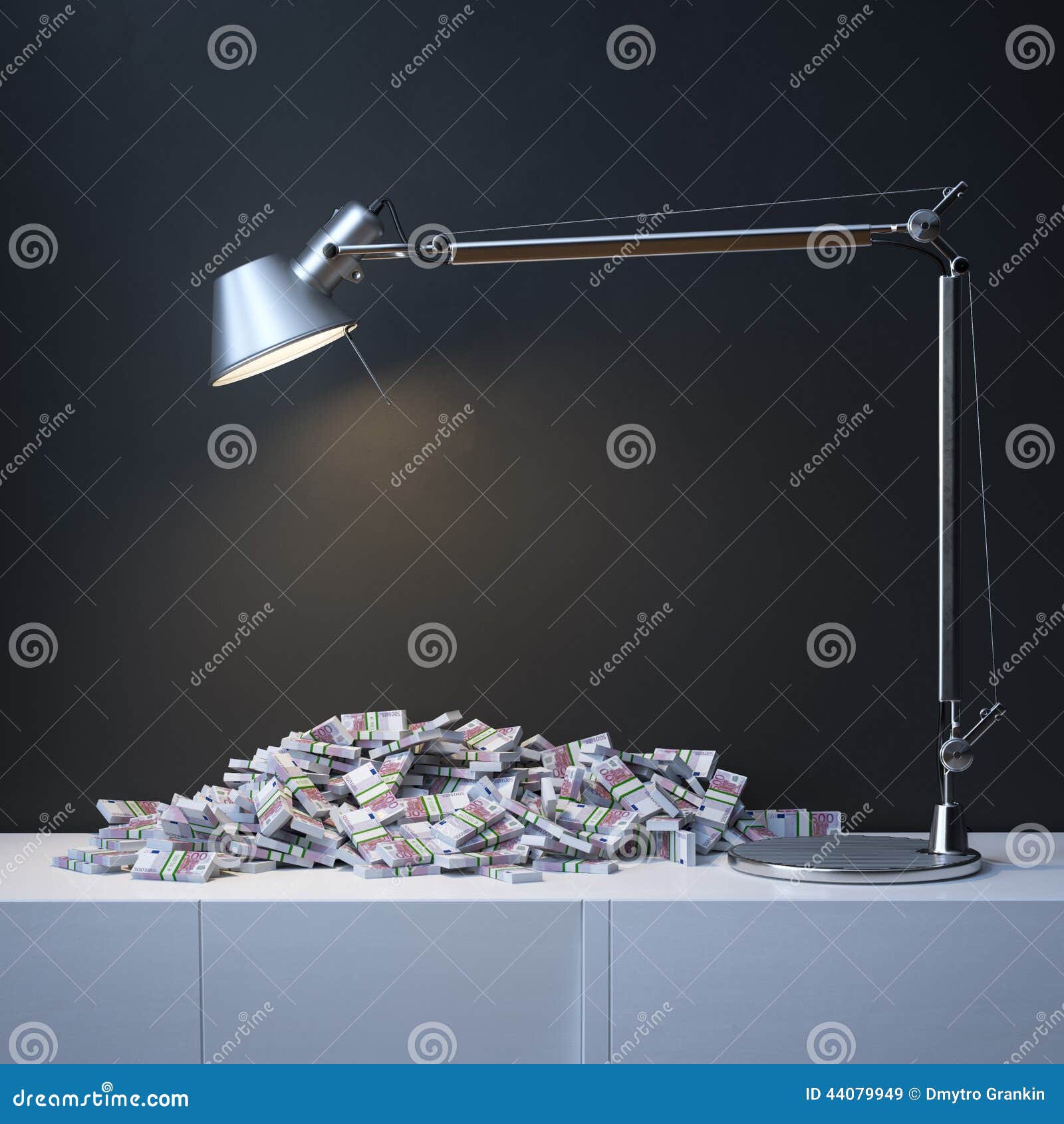 Stack of Euro Money Under the Lamp in Minimalist Interior Stock ...