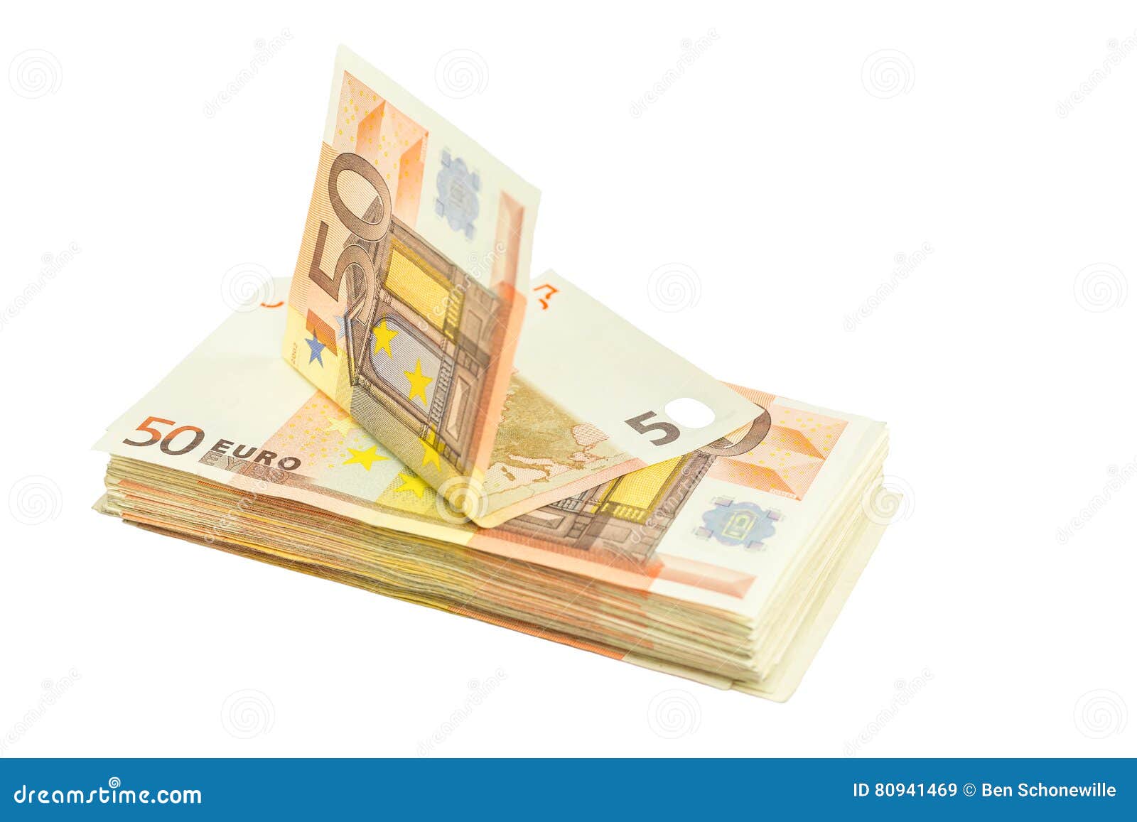 Stack of Euro Notes on White Background Stock Image - Image of ...