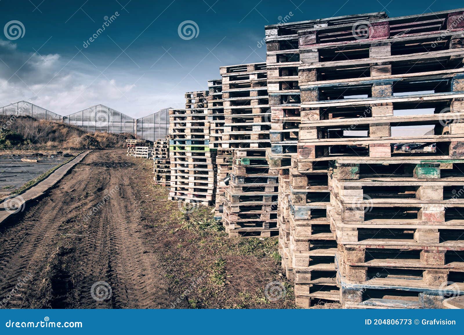 Stack of euro pallets stock image. Image of stacked - 204806773
