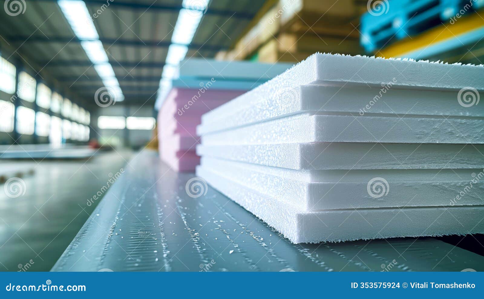 Stack of Expanded Polystyrene (EPS) Sheets in Production Warehouse ...