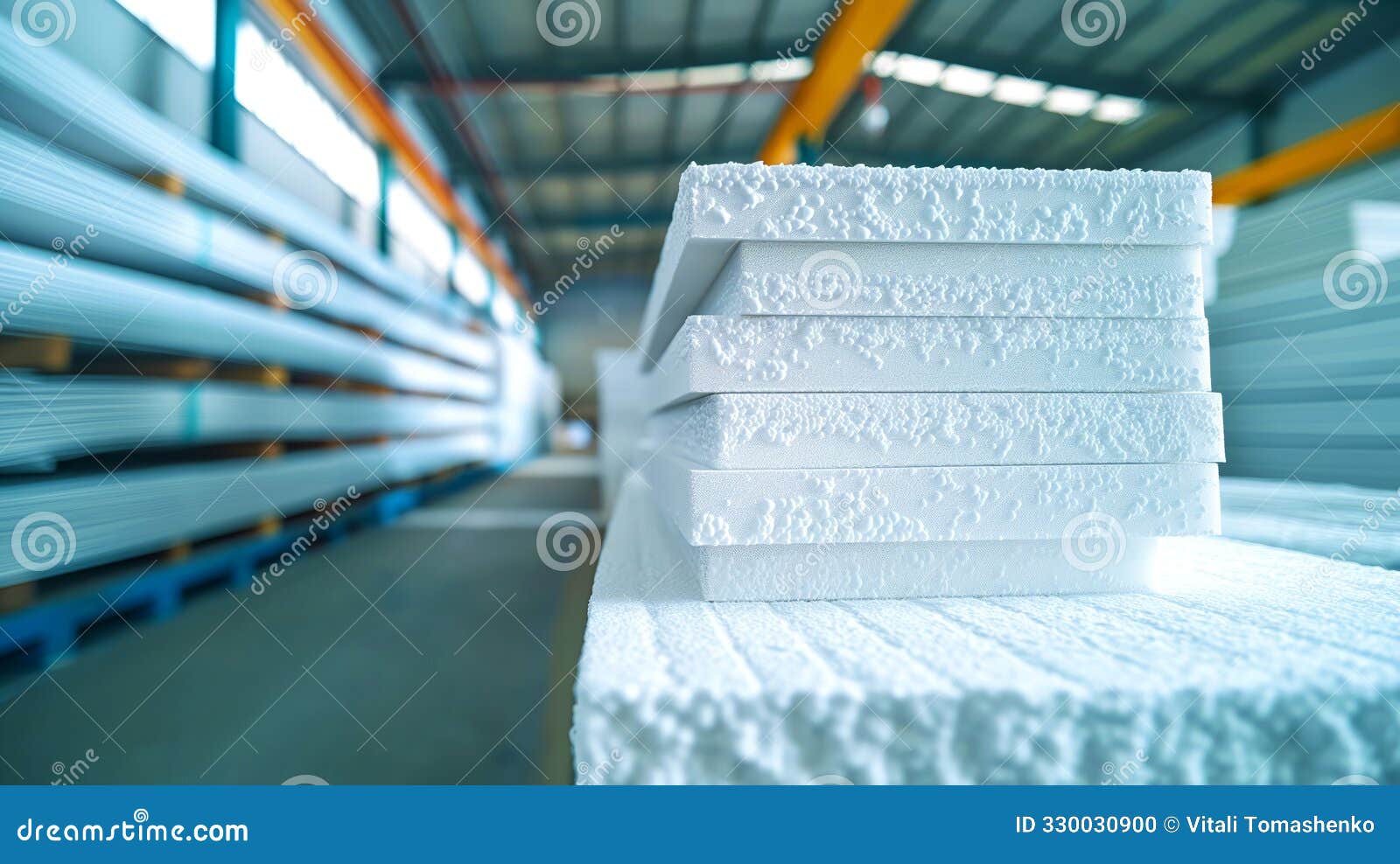 Stack of Expanded Polystyrene Sheets or EPS in Industrial Warehouse ...