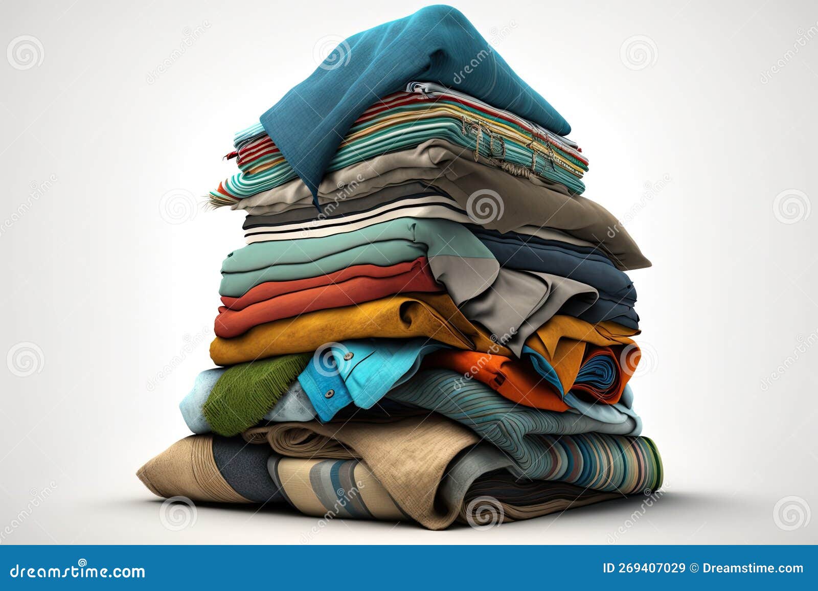 A Stack of Fabric Clothes on a White Background. Generative AI Stock ...