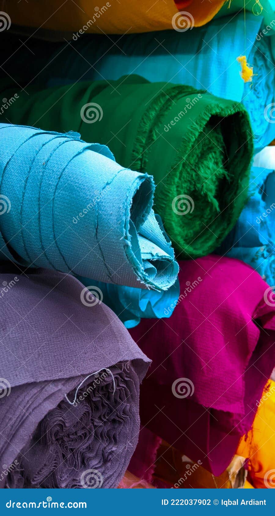 Stack Fabric Materials To Create Beautiful Shirt Designs. Stock Photo ...