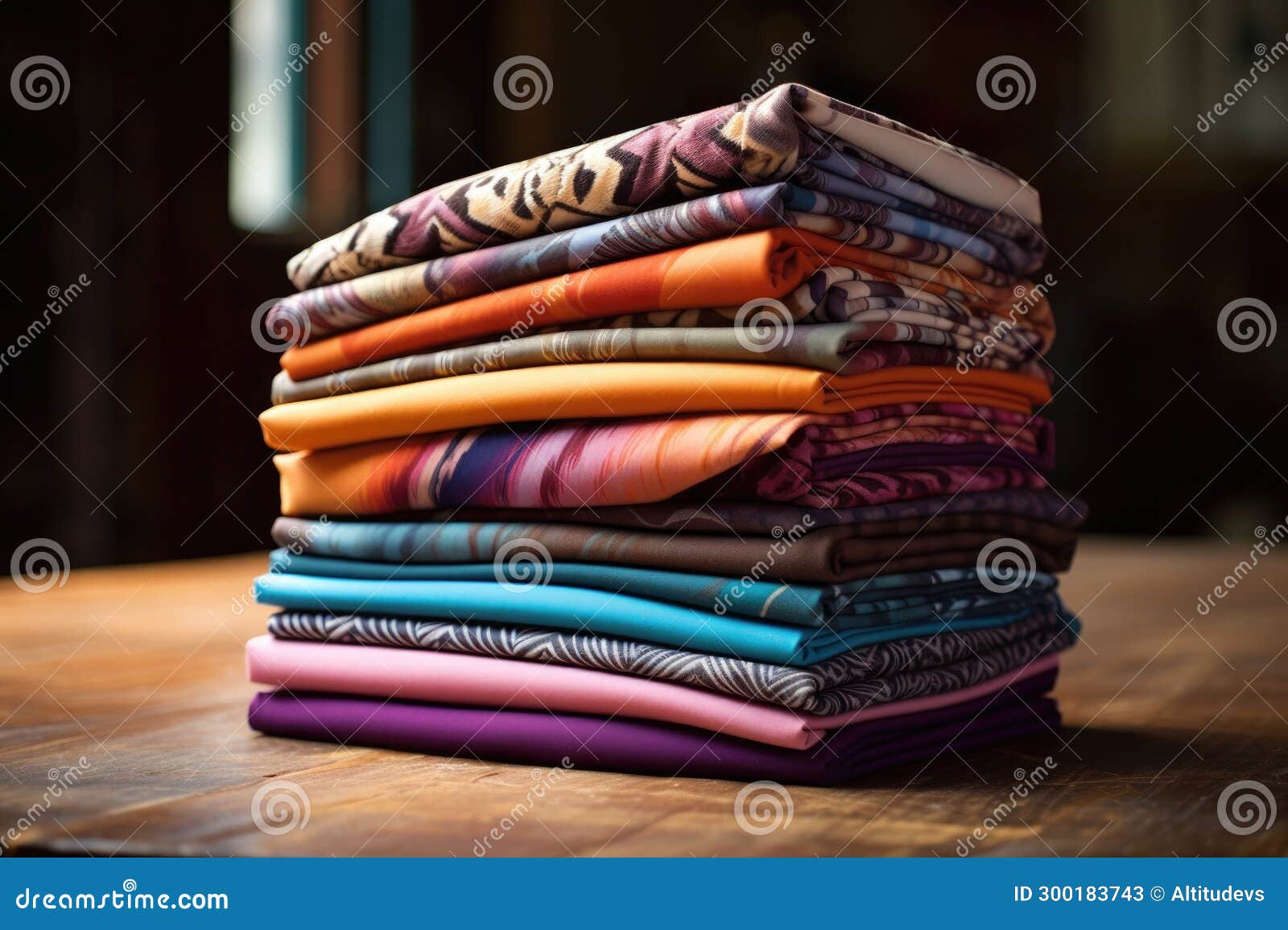 Stack of Fabric Swatches with Different Patterns and Colors Stock ...