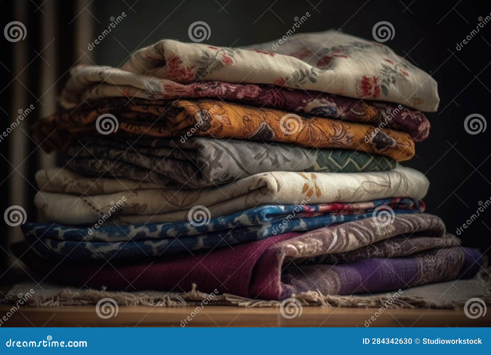 Stack of Fabric Textures, with Different Types and Patterns Stock ...