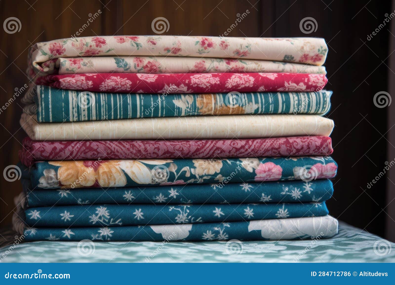 Stack of Fabric Textures, with Different Types and Patterns Stock ...